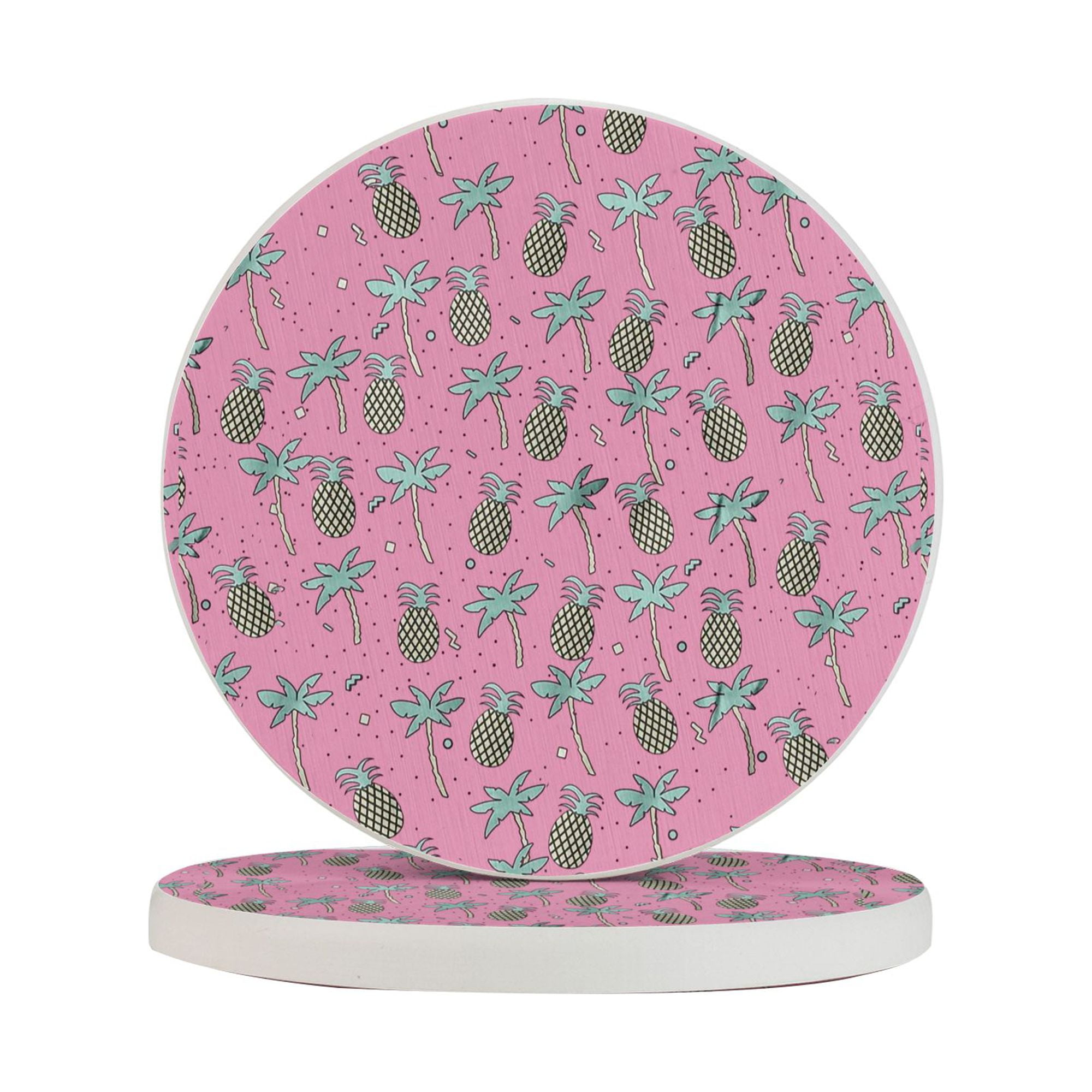 Circular Drink Coasters Set Pink Pineapple Beautiful Home Decor ...