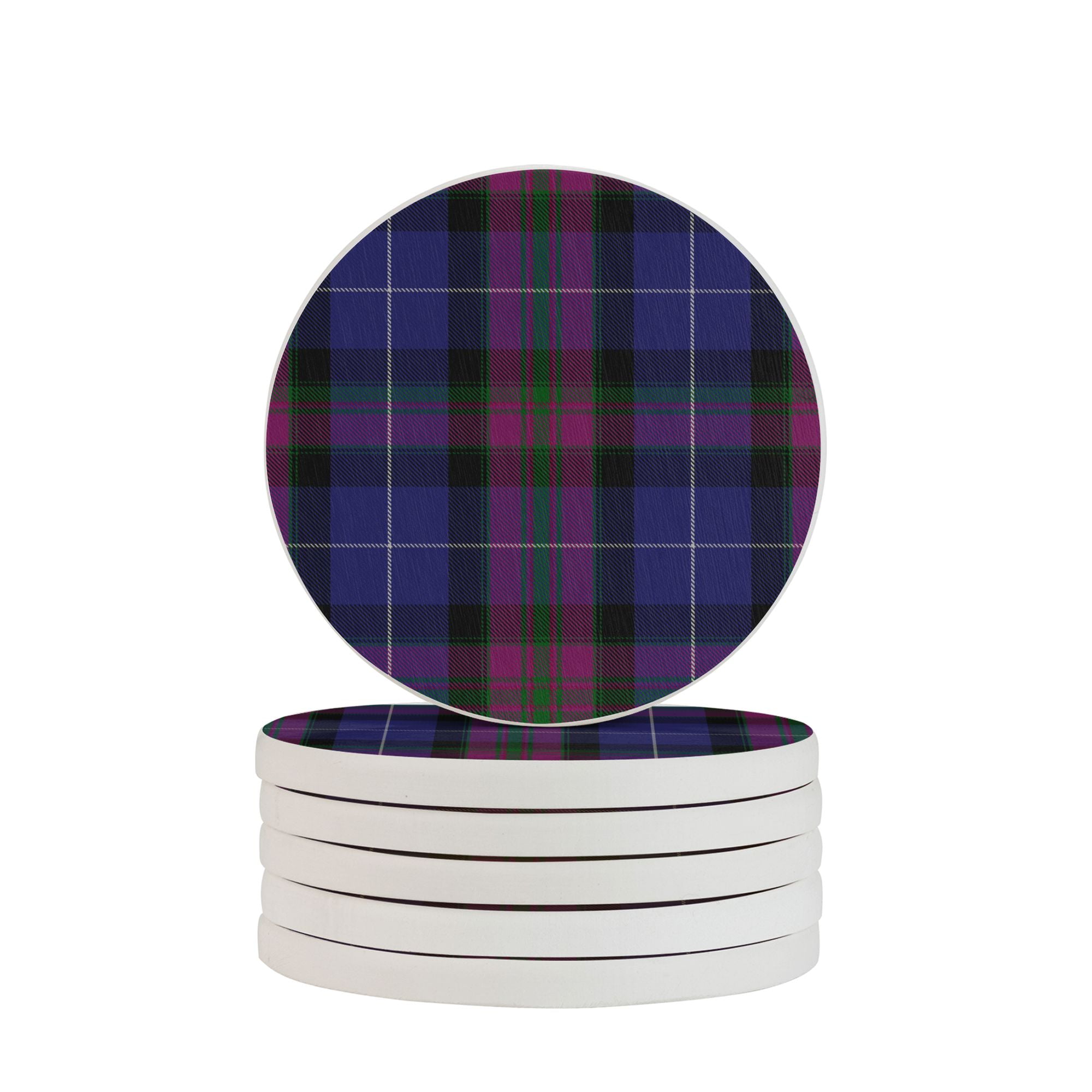 Circular Drink Coasters Set Pride Of Scotland Tartan Plaid Beautiful ...