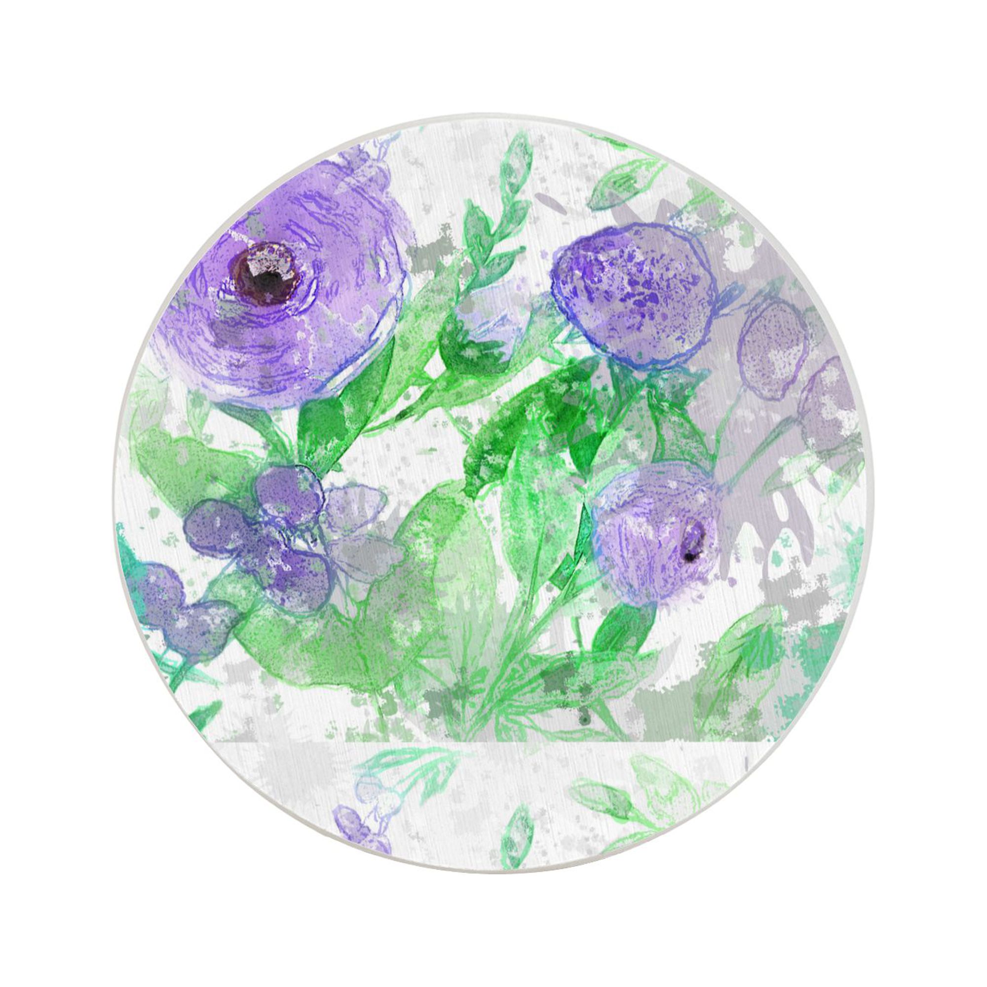 Circular Drink Coasters Set Purple Watercolor Flower Beautiful Home ...