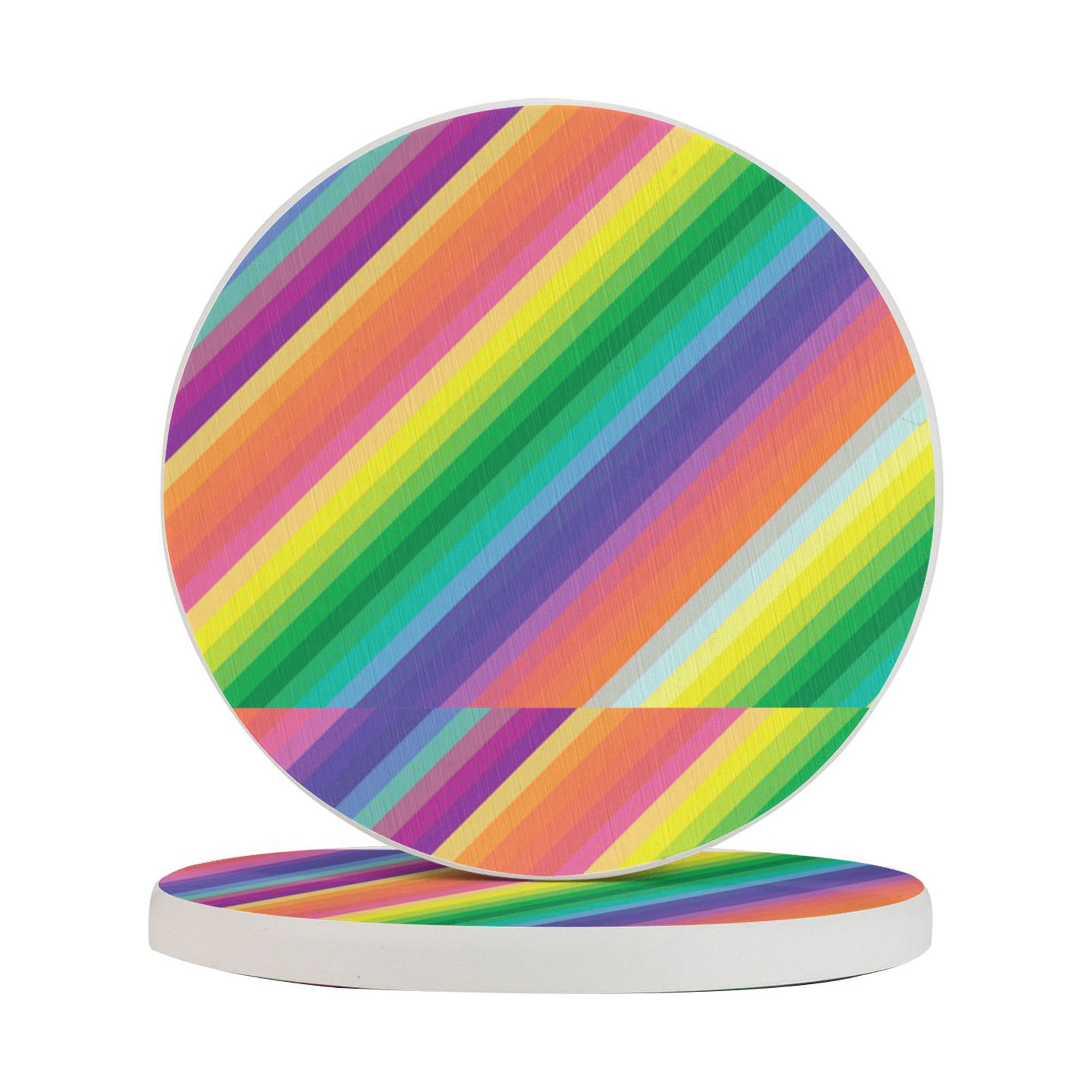 Circular Drink Coasters Set Rainbow Color Stripes Background Beautiful ...