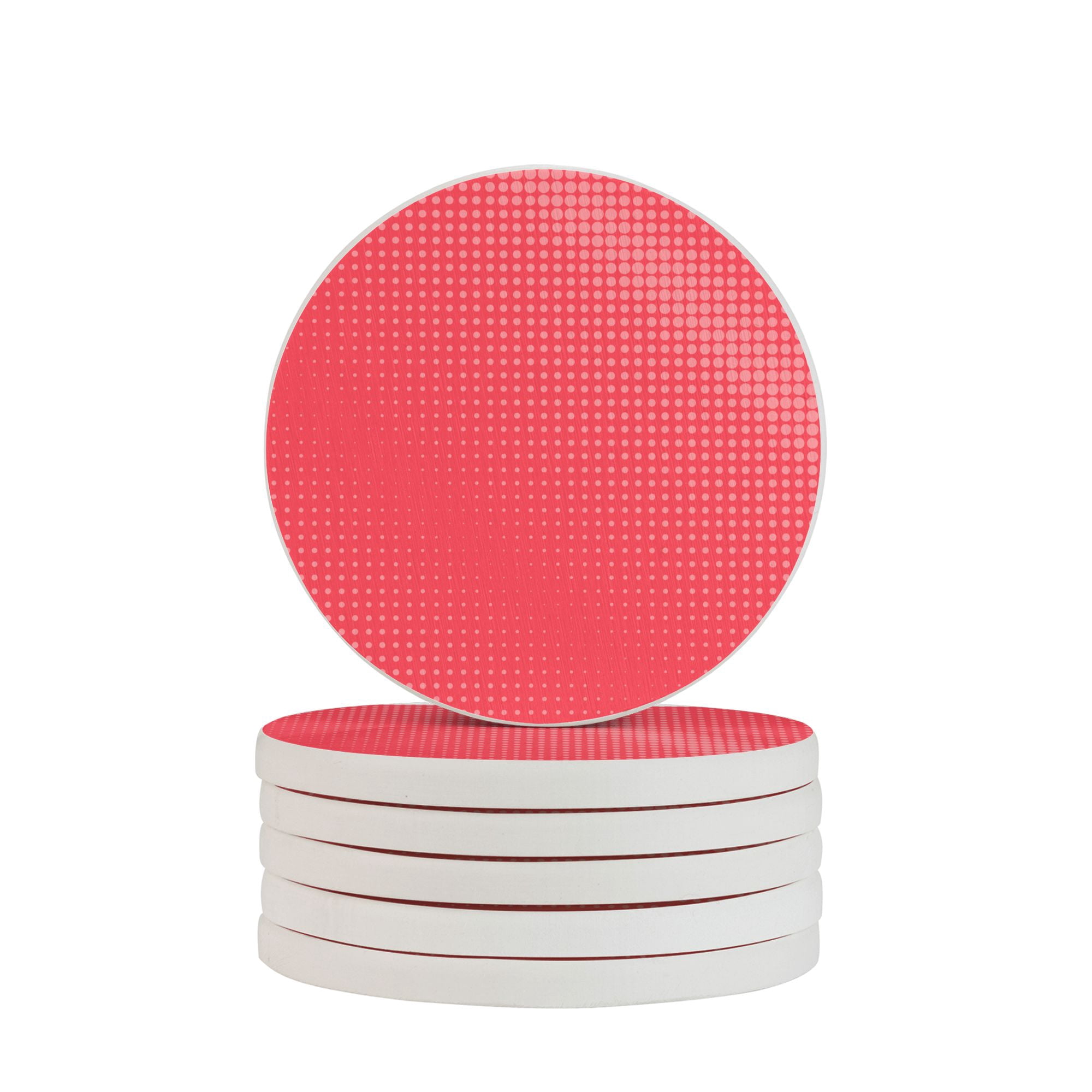 Circular Drink Coasters Set Red Pink Wave Dot Background Beautiful Home ...