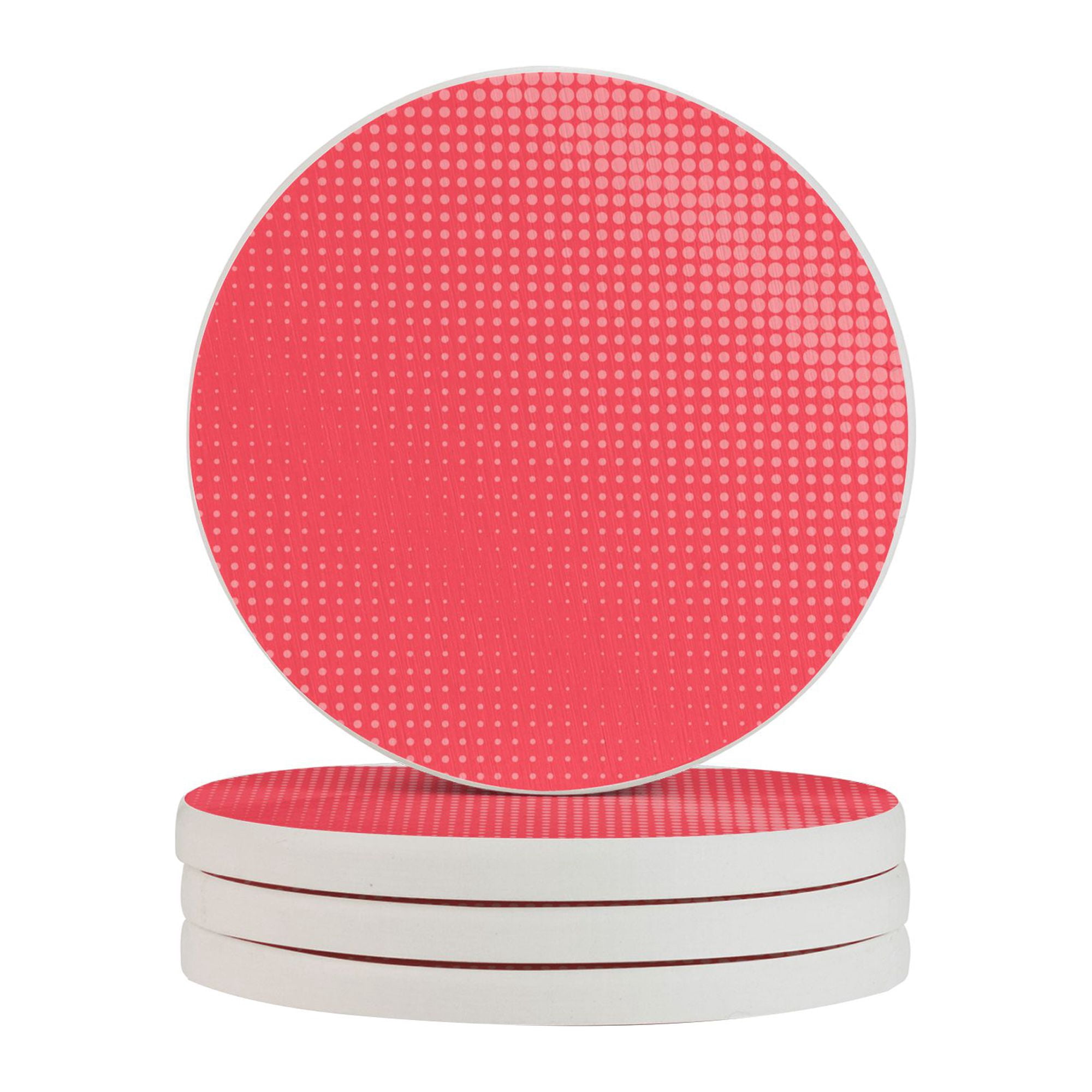 Circular Drink Coasters Set Red Pink Wave Dot Background Beautiful Home ...