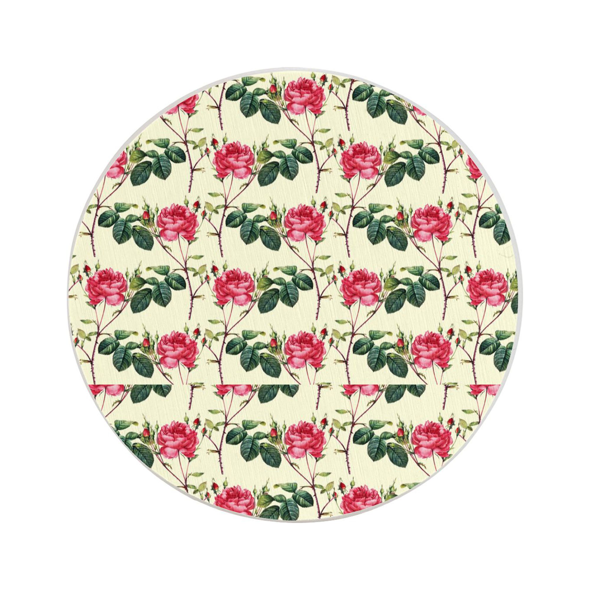 Circular Drink Coasters Set Red Rose Background Beautiful Home Decor ...