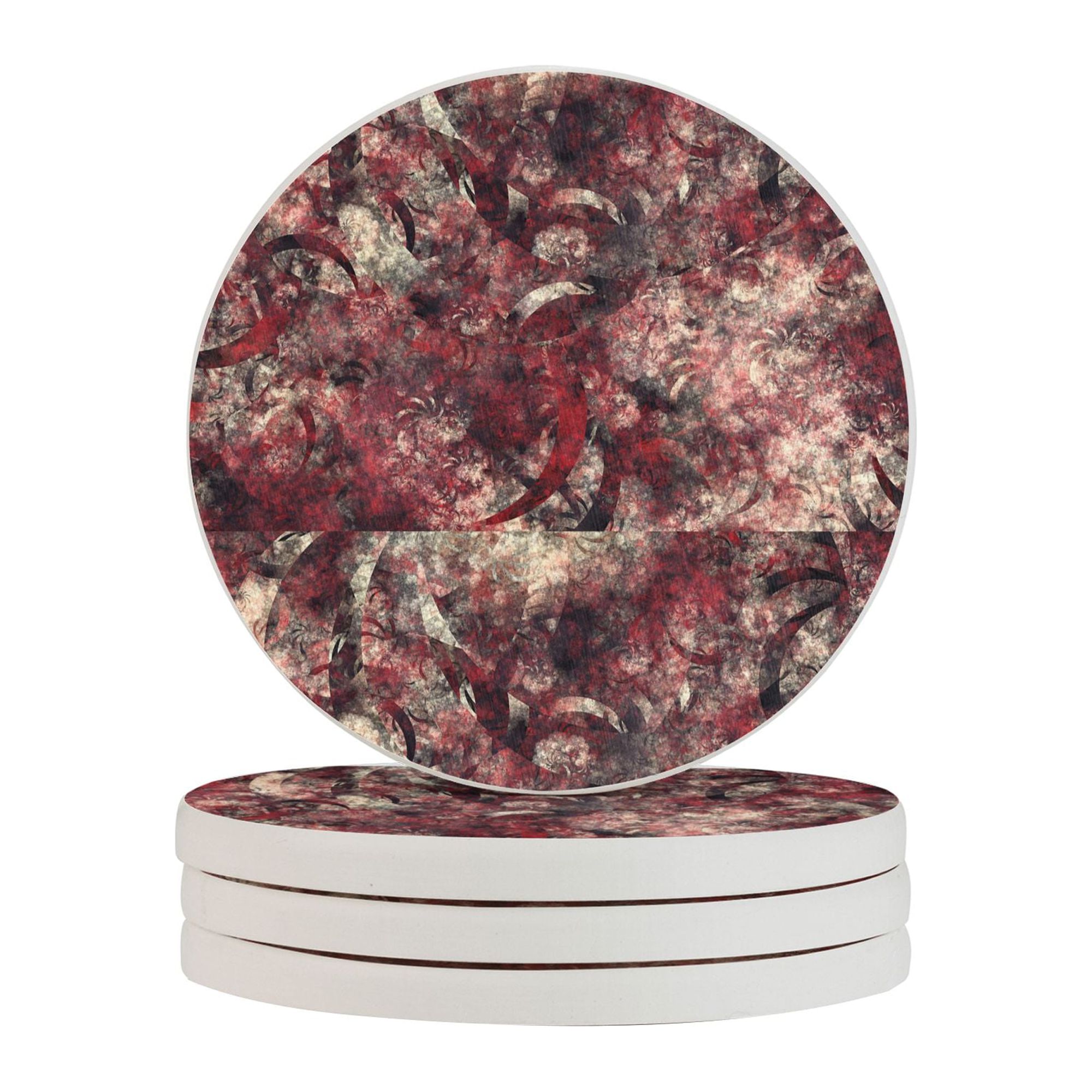 Circular Drink Coasters Set Red-Shapes- Beautiful Home Decor Diatomite ...