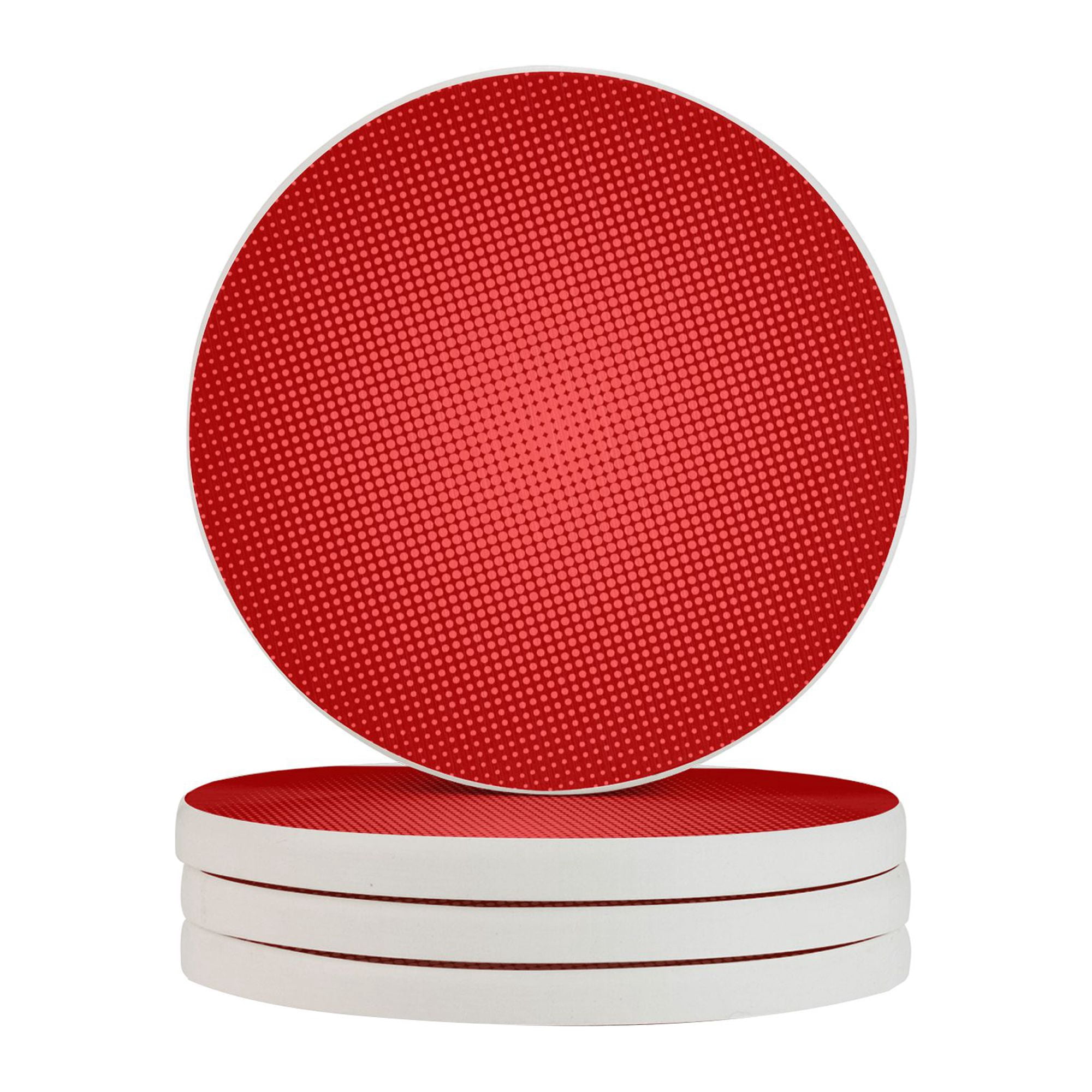 Circular Drink Coasters Set Rose Red Dense Dot Background Beautiful ...