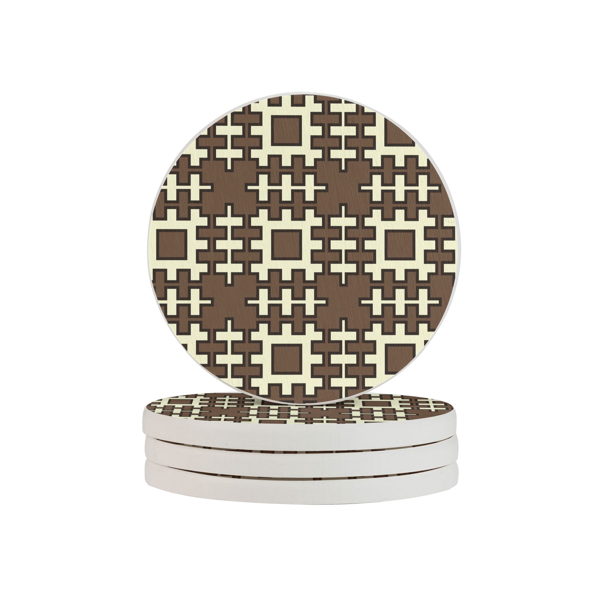 Circular Drink Coasters Set School Theme Pattern Beautiful Home Decor ...
