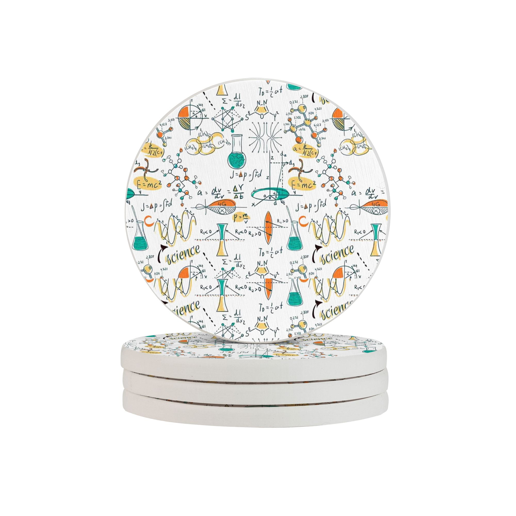 Circular Drink Coasters Set Science Lab Objects Education Themed ...