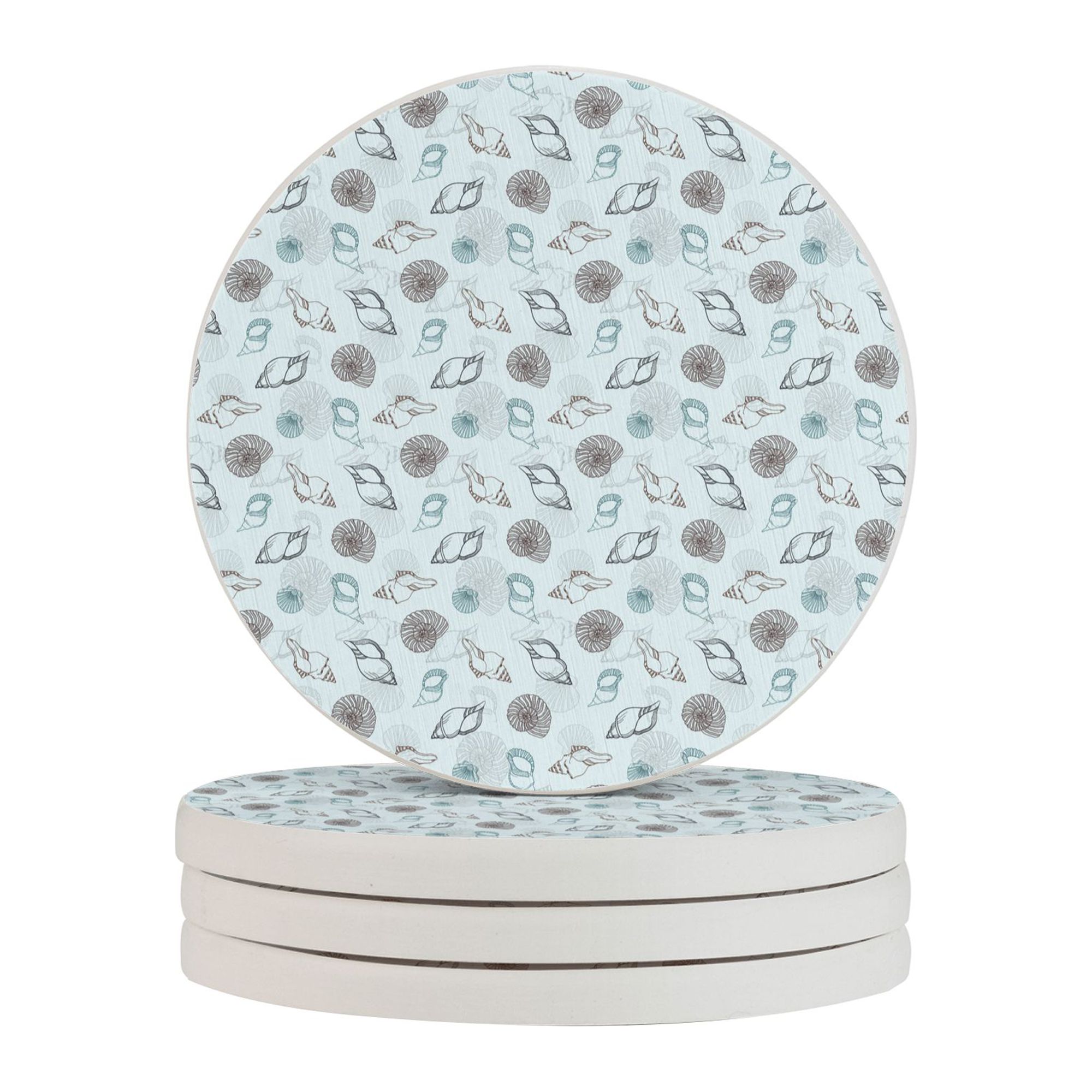 Circular Drink Coasters Set Seabed Shell Background Beautiful Home ...