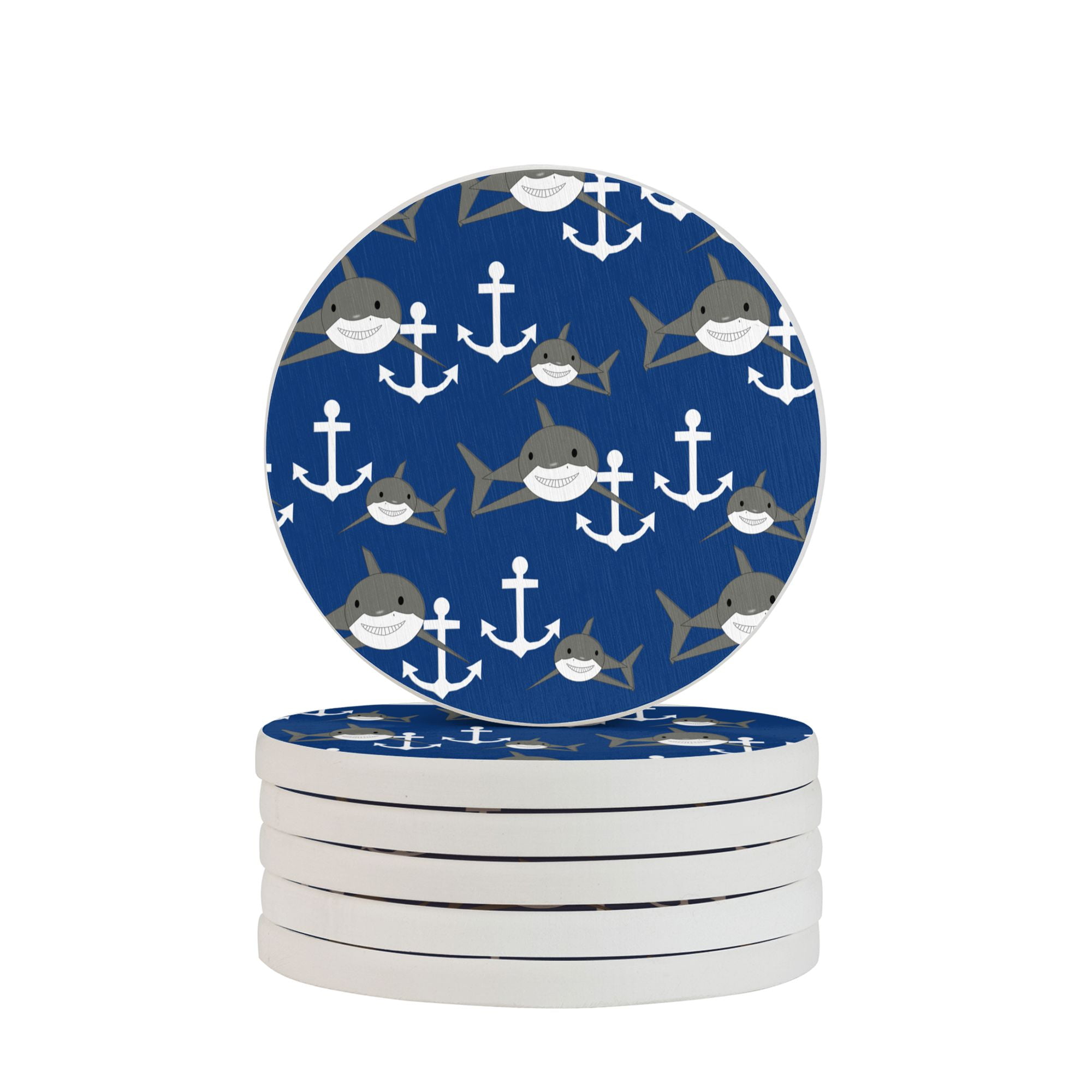 Circular Drink Coasters Set Shark Anchor Beautiful Home Decor Diatomite ...