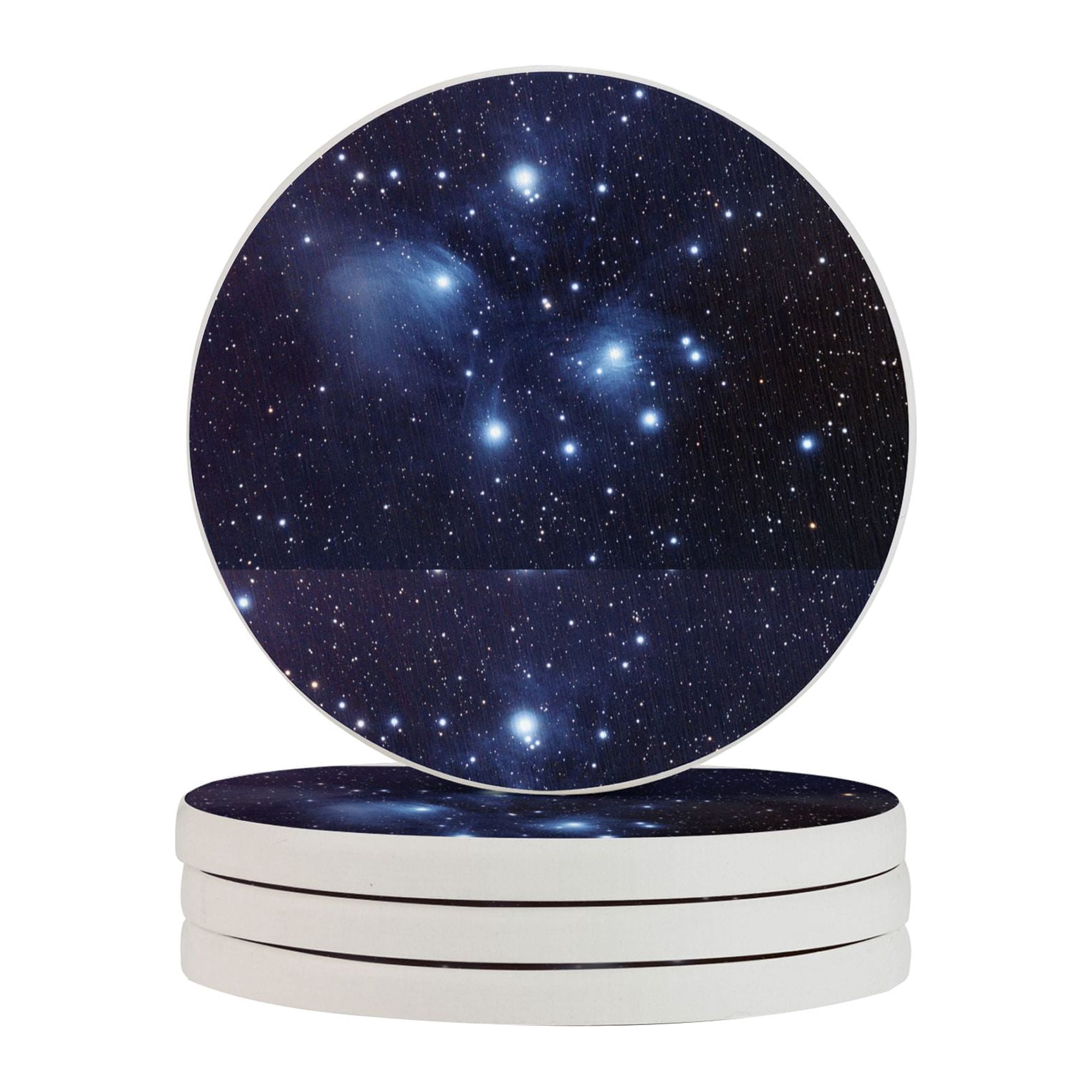 Circular Drink Coasters Set Sky Blue Star Space Beautiful Home Decor ...