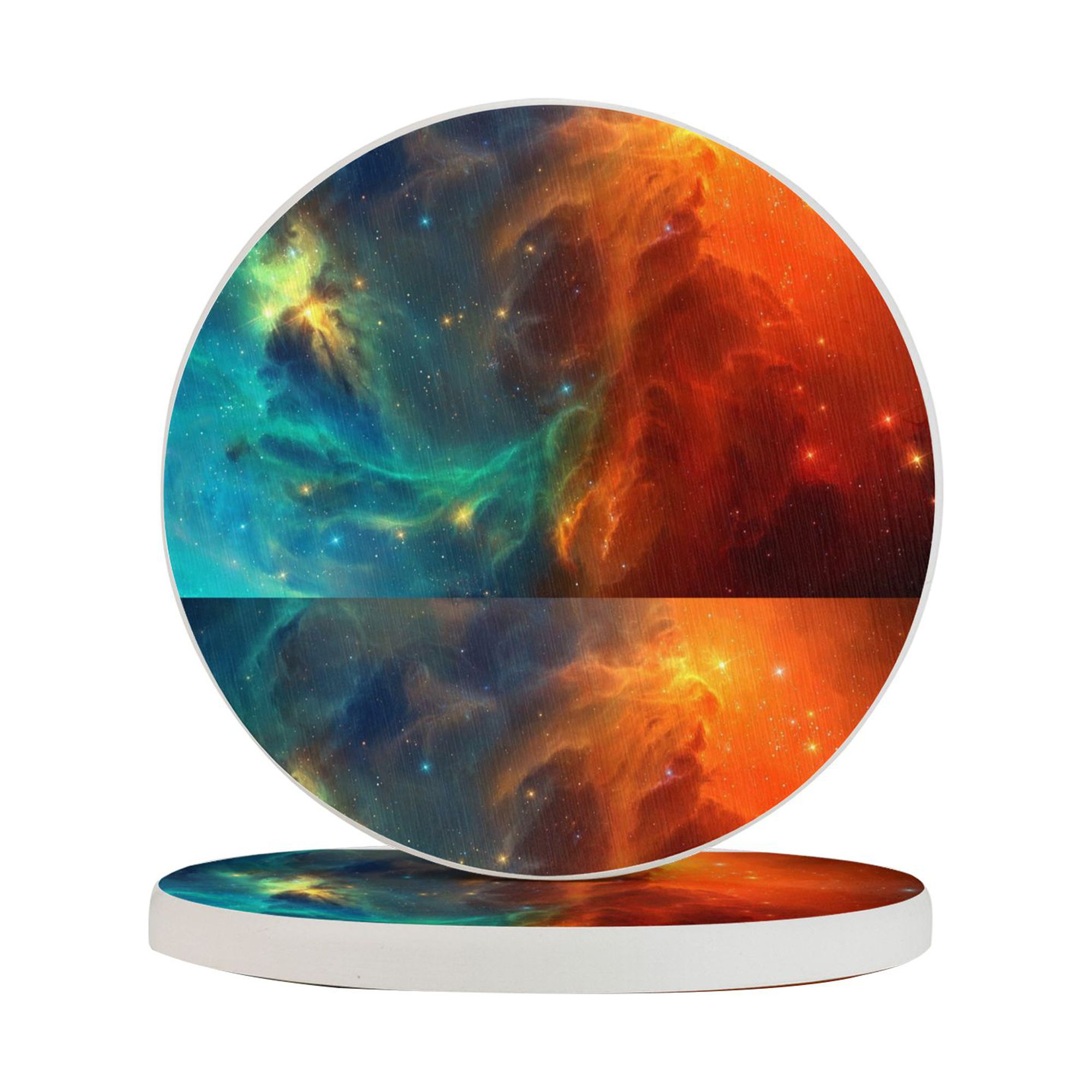 Circular Drink Coasters Set Space-Colorful-Nebula-Galaxy-Stars ...