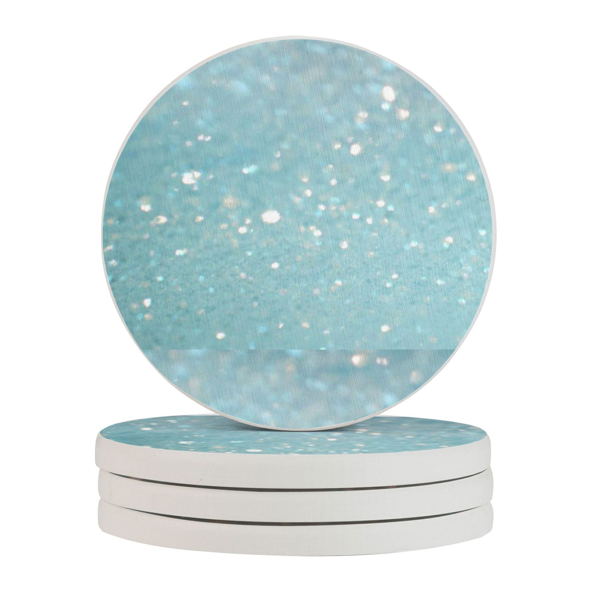 Circular Drink Coasters Set Sparkly Glitter Shades Of Blue Baby ...