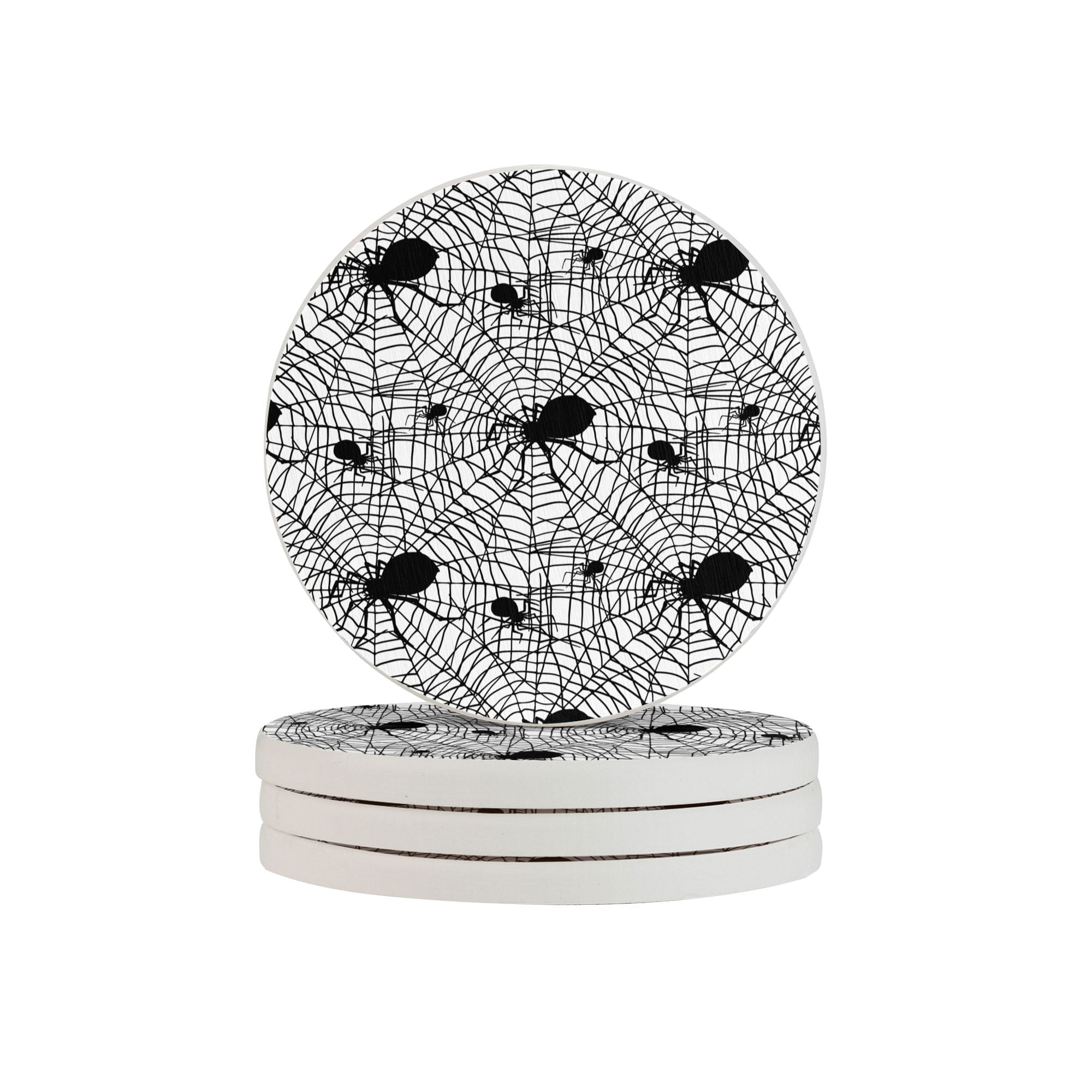 Circular Drink Coasters Set Spider Web Spooky Spiders Beautiful Home ...