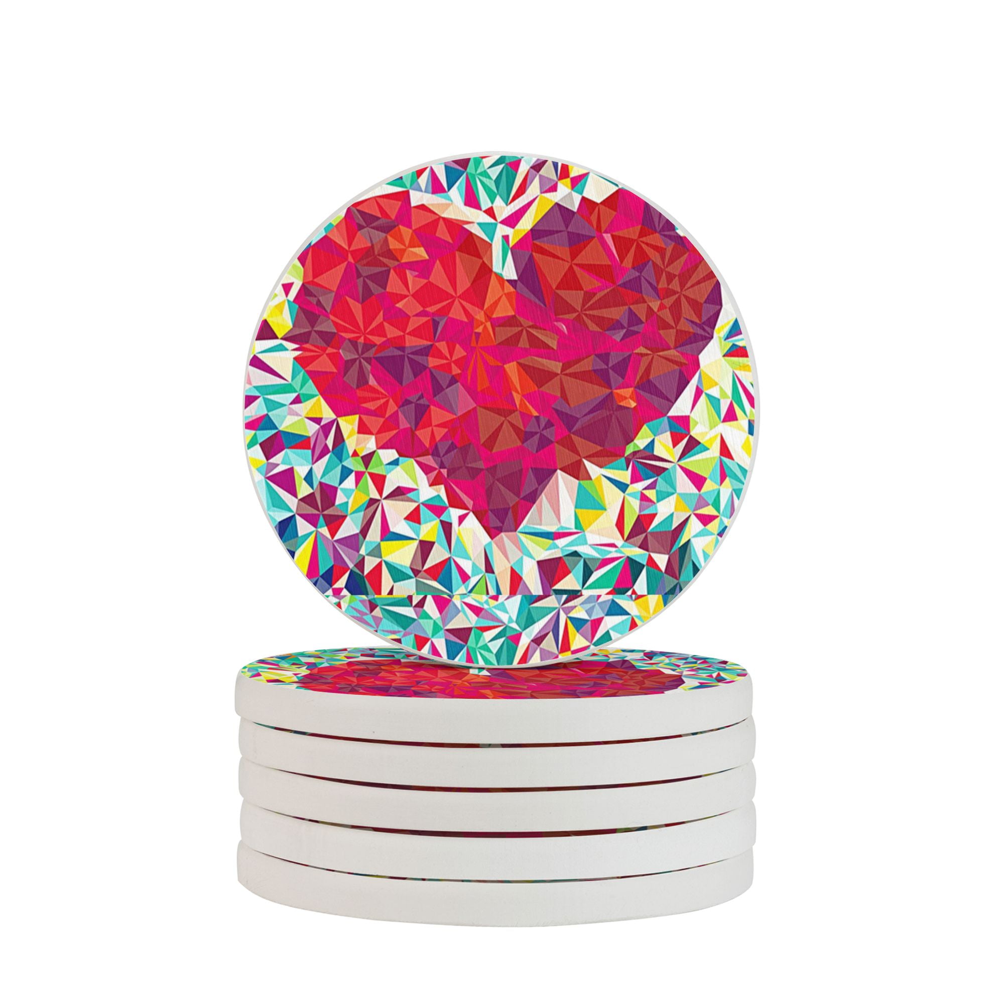 Circular Drink Coasters Set Stained Glass Love Beautiful Home Decor ...