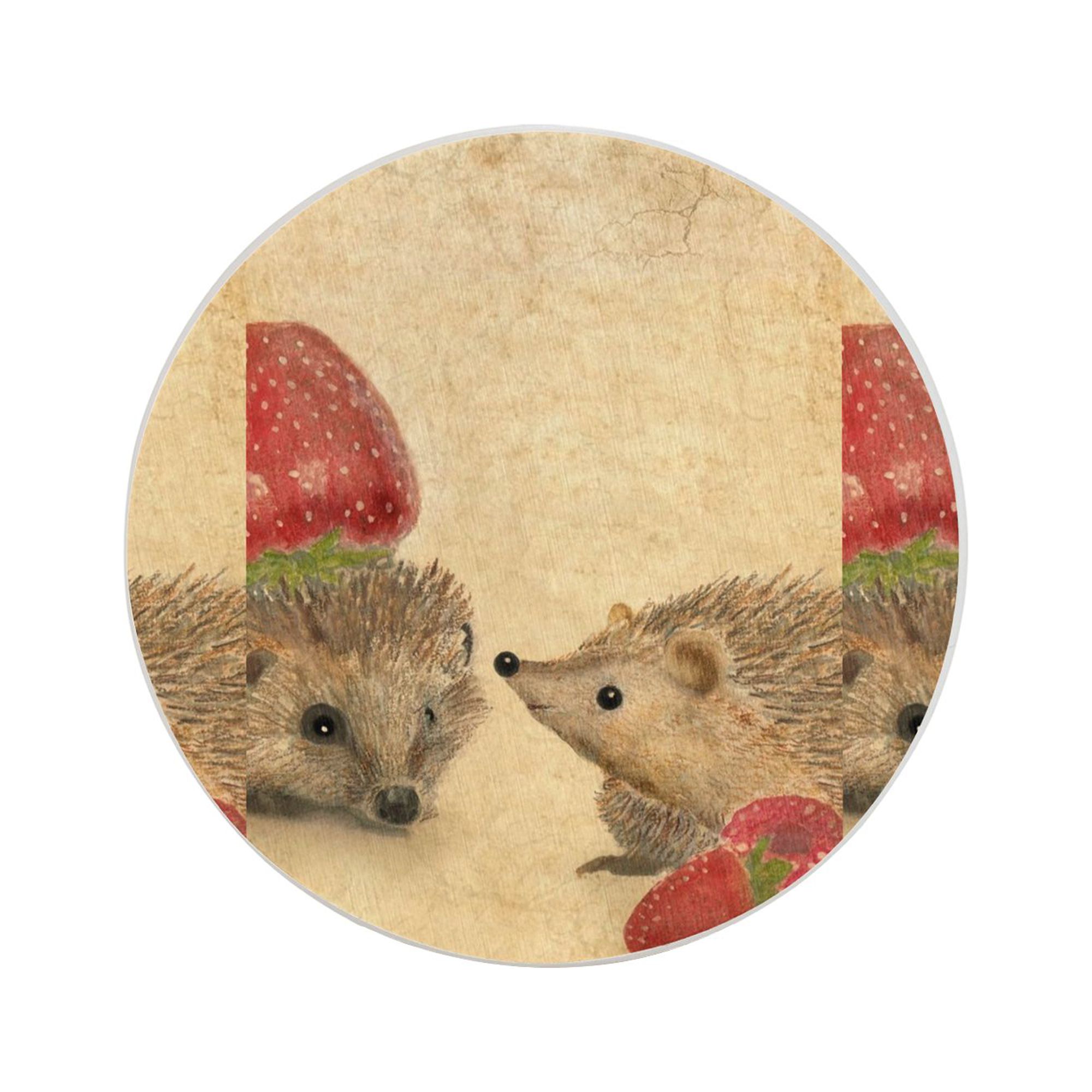 Circular Drink Coasters Set Strawberry Hedgehog Beautiful Home Decor ...