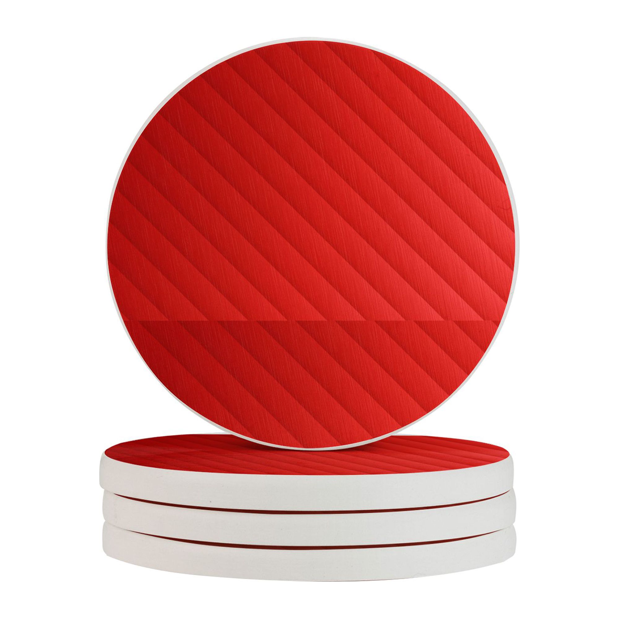 Circular Drink Coasters Set Stripes Pattern Background Red Beautiful ...