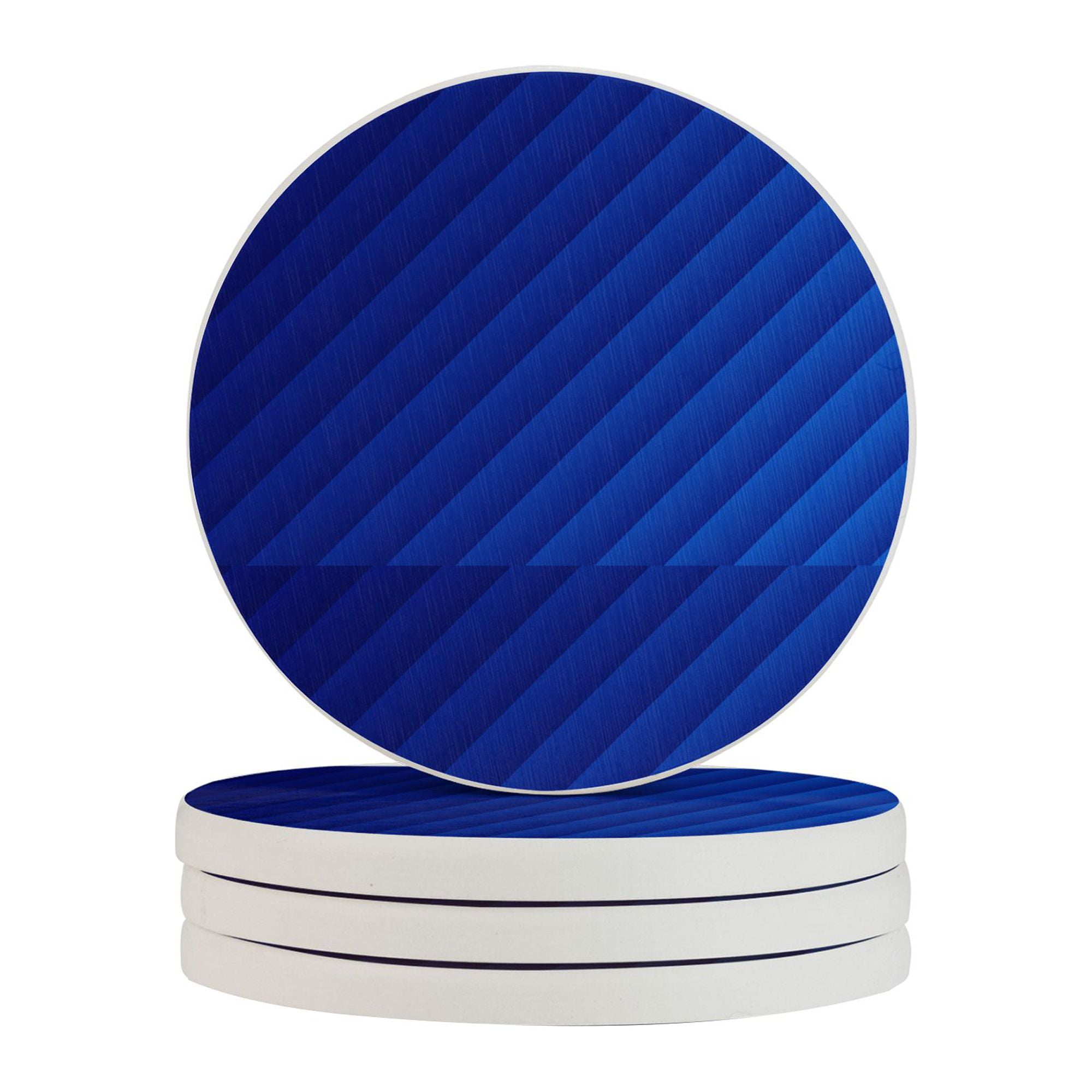 Circular Drink Coasters Set Stripes Pattern Background Very Blue ...