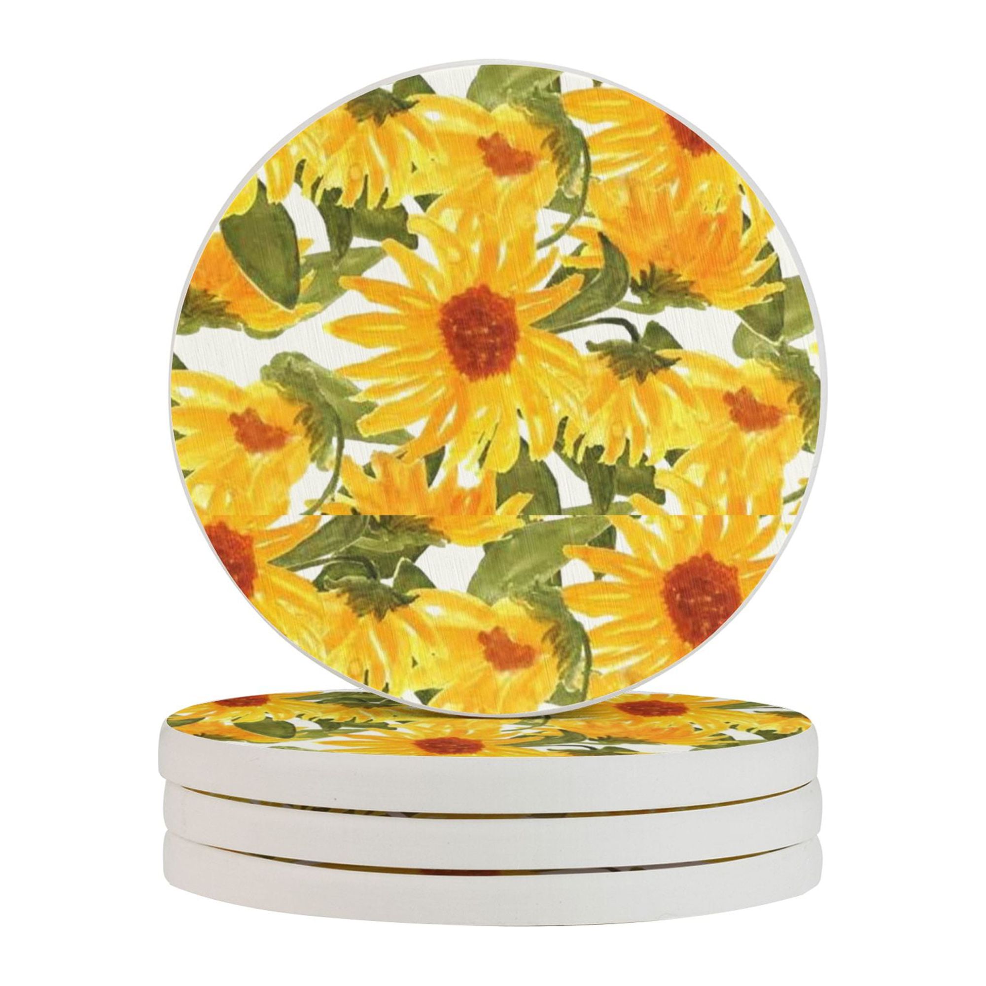 Circular Drink Coasters Set Sunflower Beautiful Home Decor Diatomite ...