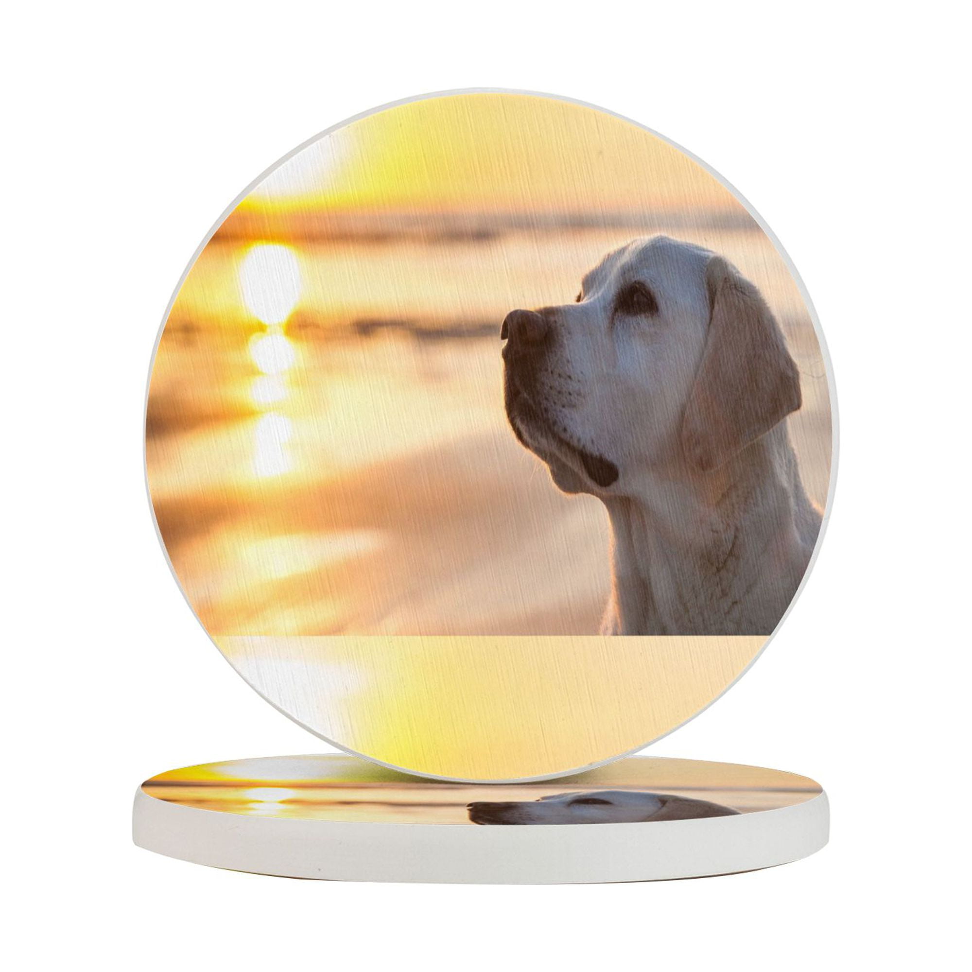 Circular Drink Coasters Set Sunset-Labrador-Retriever-Maulkorb ...