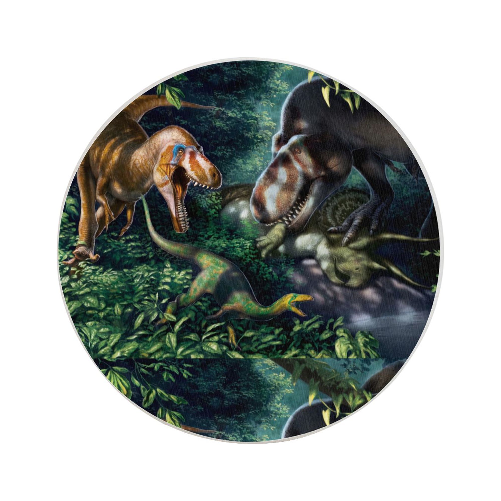 Circular Drink Coasters Set T-Rex Dinosaur Beautiful Home Decor ...