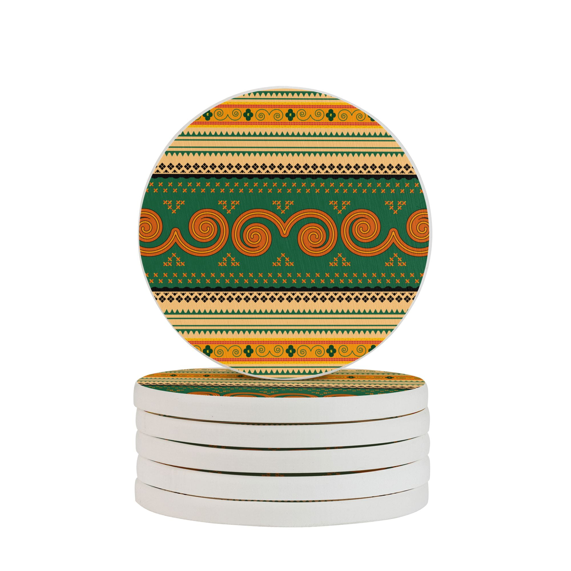 Circular Drink Coasters Set Thailand Traditional Patterns Beautiful ...