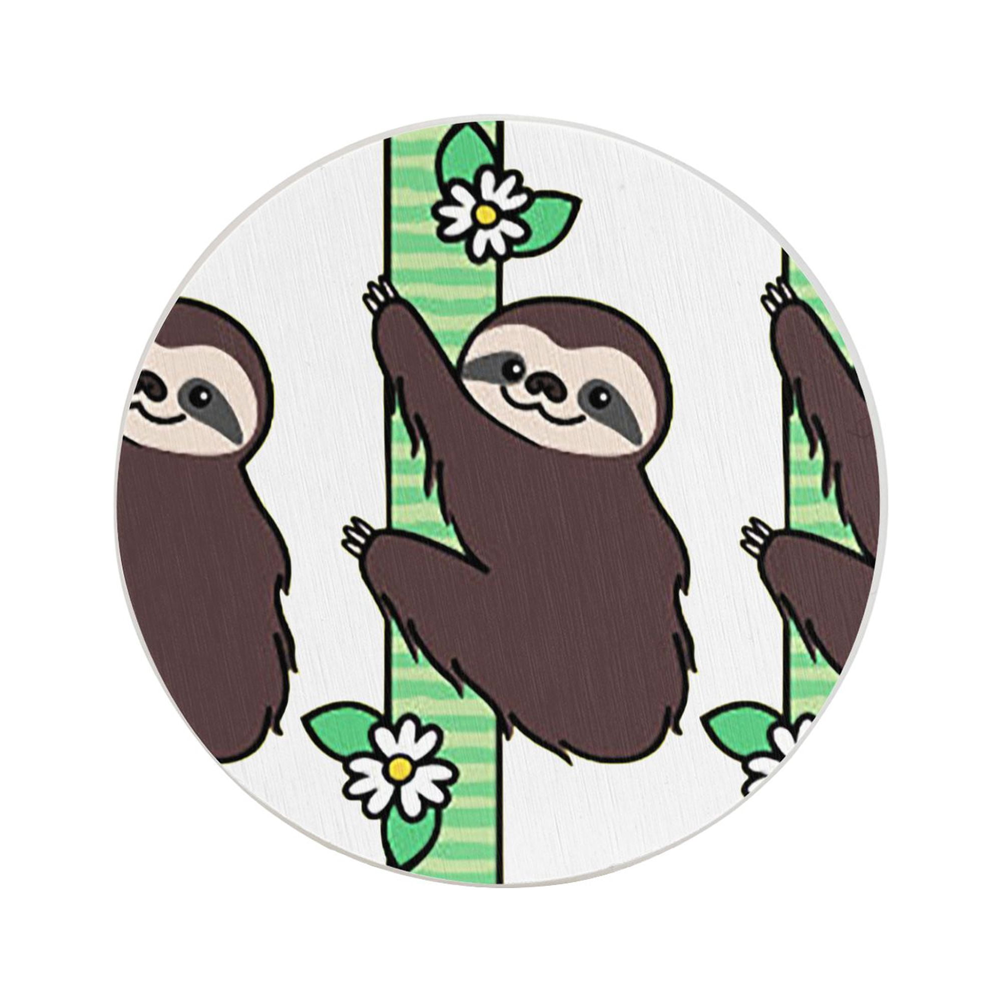 Circular Drink Coasters Set Three Toed Sloth Beautiful Home Decor ...