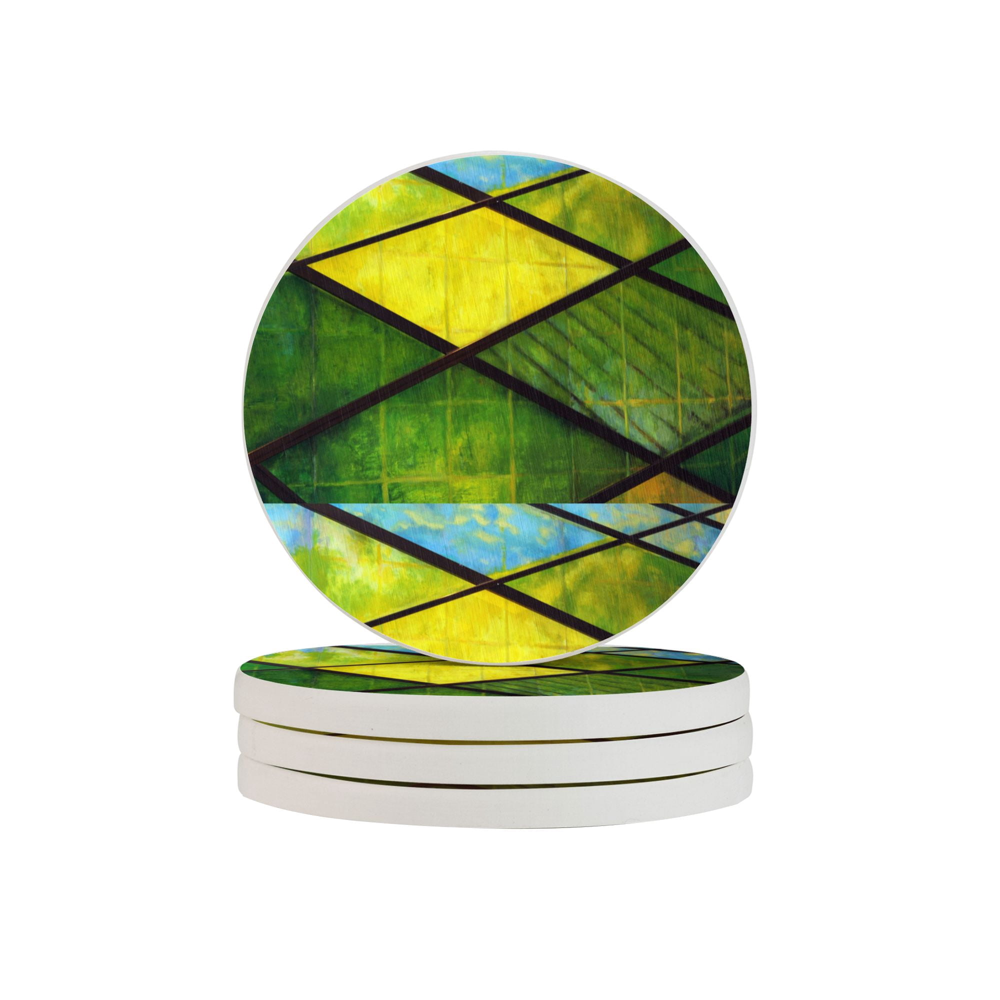 Circular Drink Coasters Set Triangle Green Background Beautiful Home ...