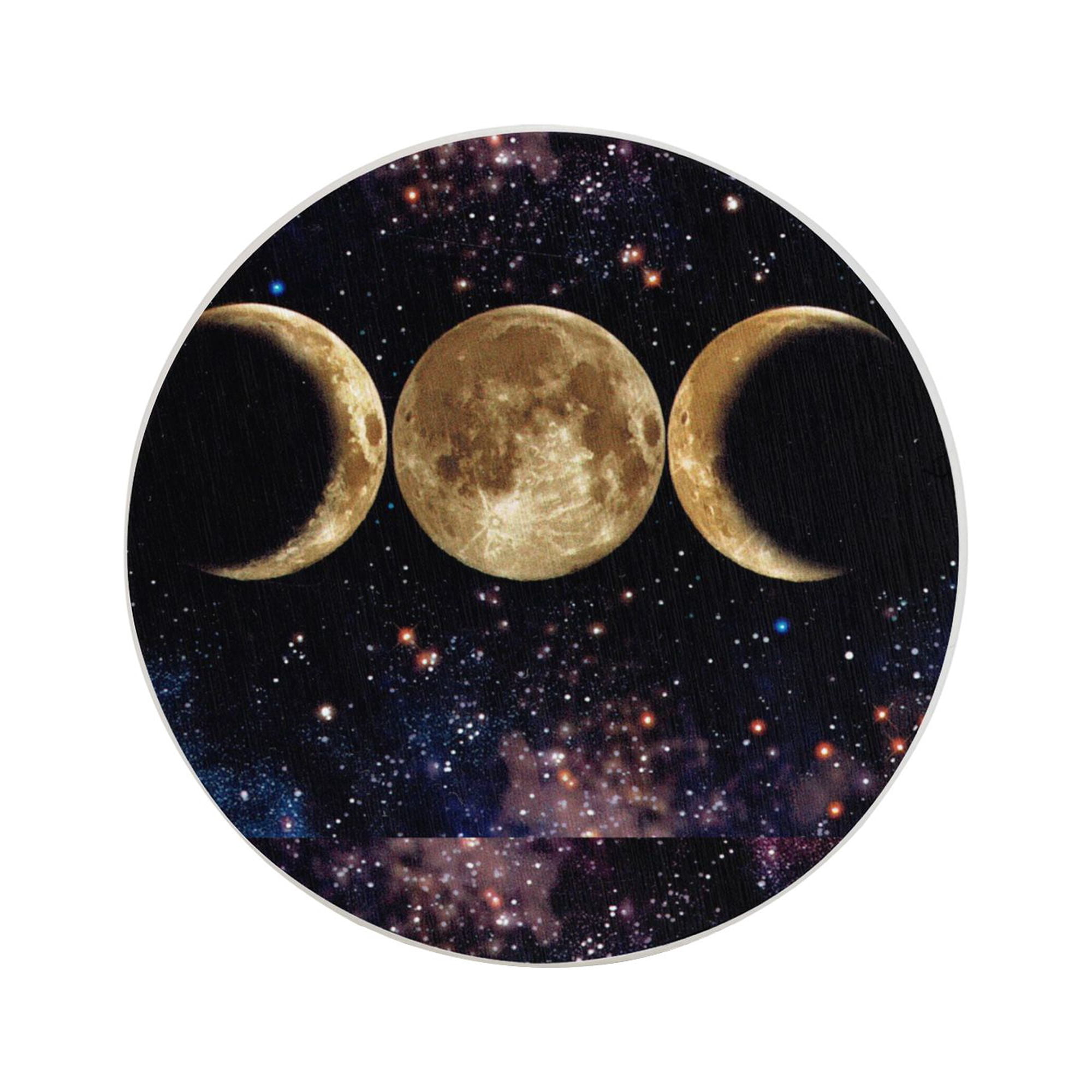 Circular Drink Coasters Set Triple Moon Goddess Wiccan Galaxy Wicca ...