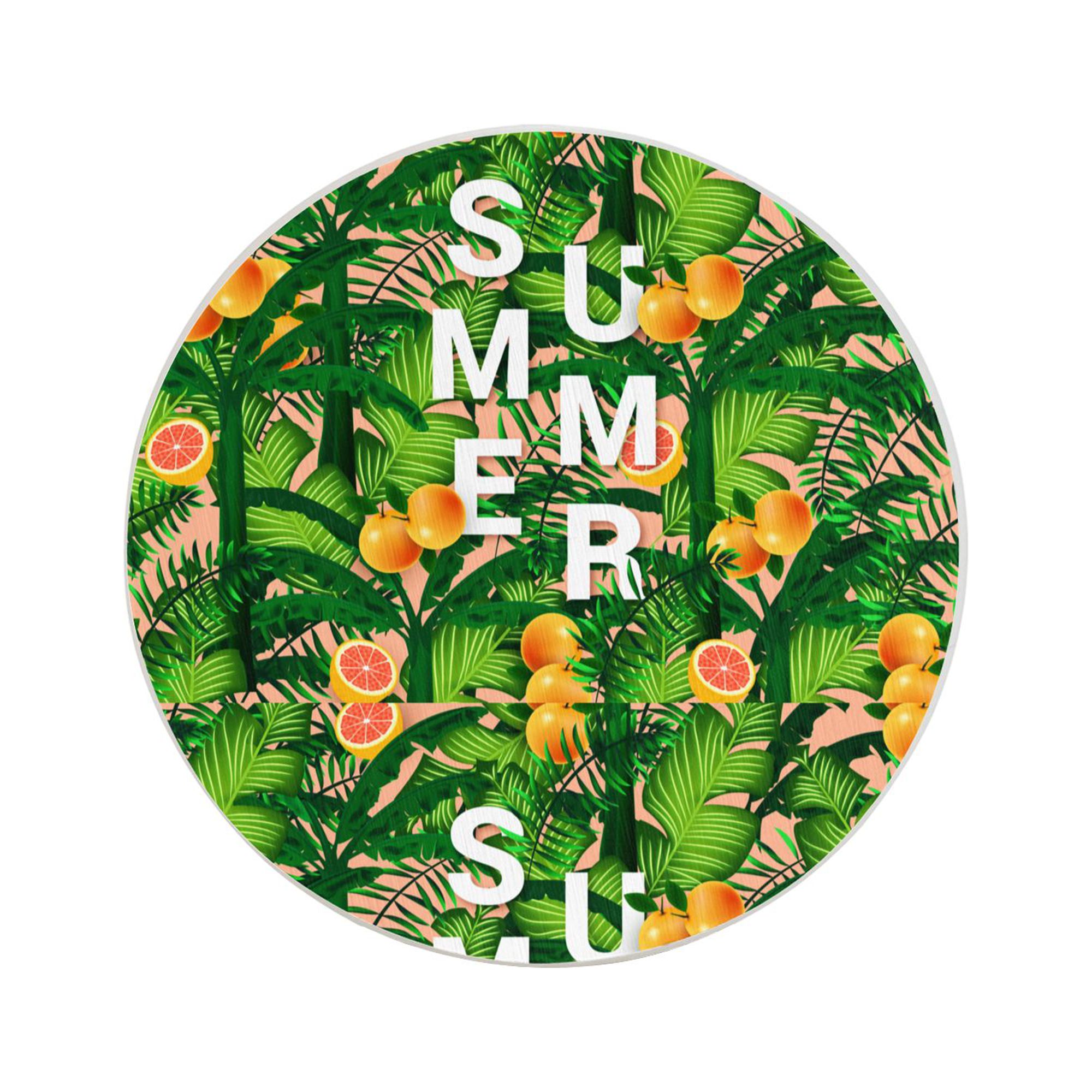 Circular Drink Coasters Set Tropical Plant Background Beautiful Home ...