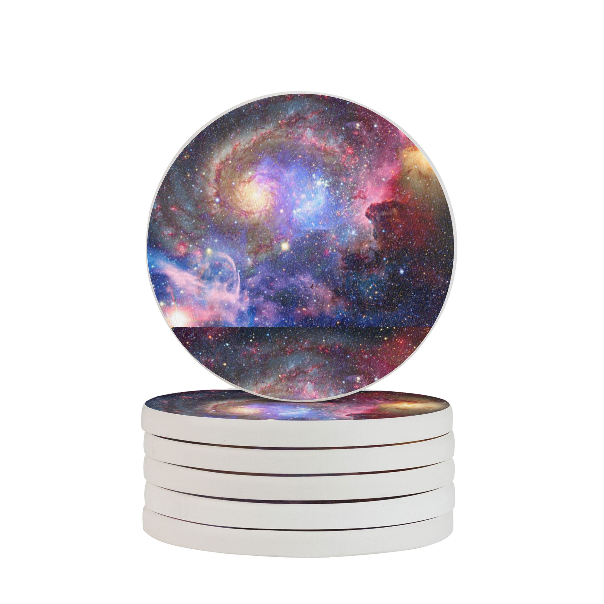 Circular Drink Coasters Set Universe Galaxy Nebula Space Beautiful Home ...