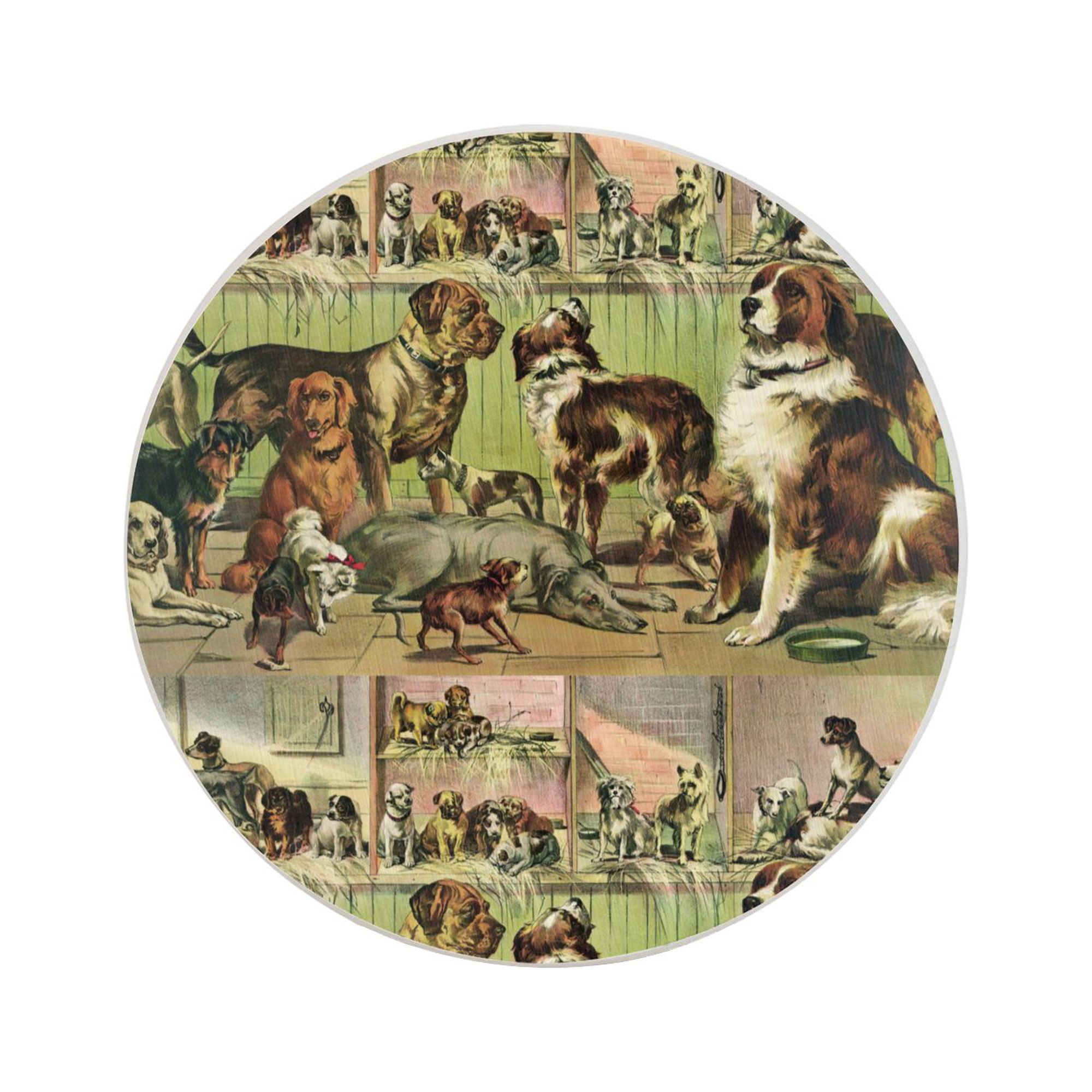 Circular Drink Coasters Set Vintage Kennel Club Dogs Beautiful Home ...