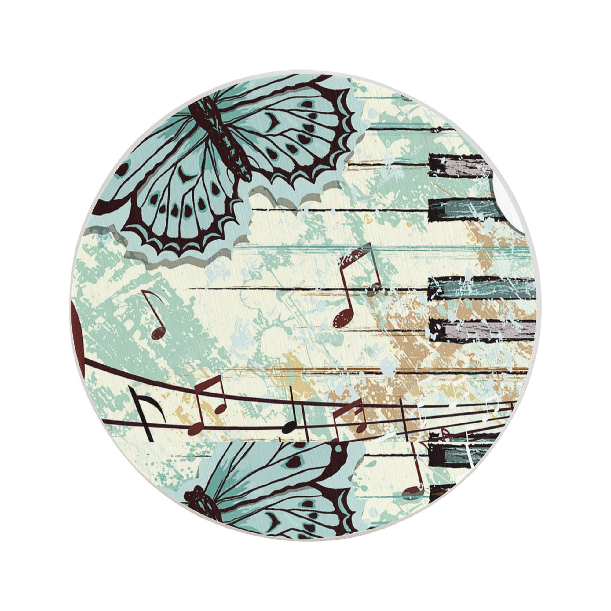Circular Drink Coasters Set Vintage Piano With Music Notes Beautiful ...