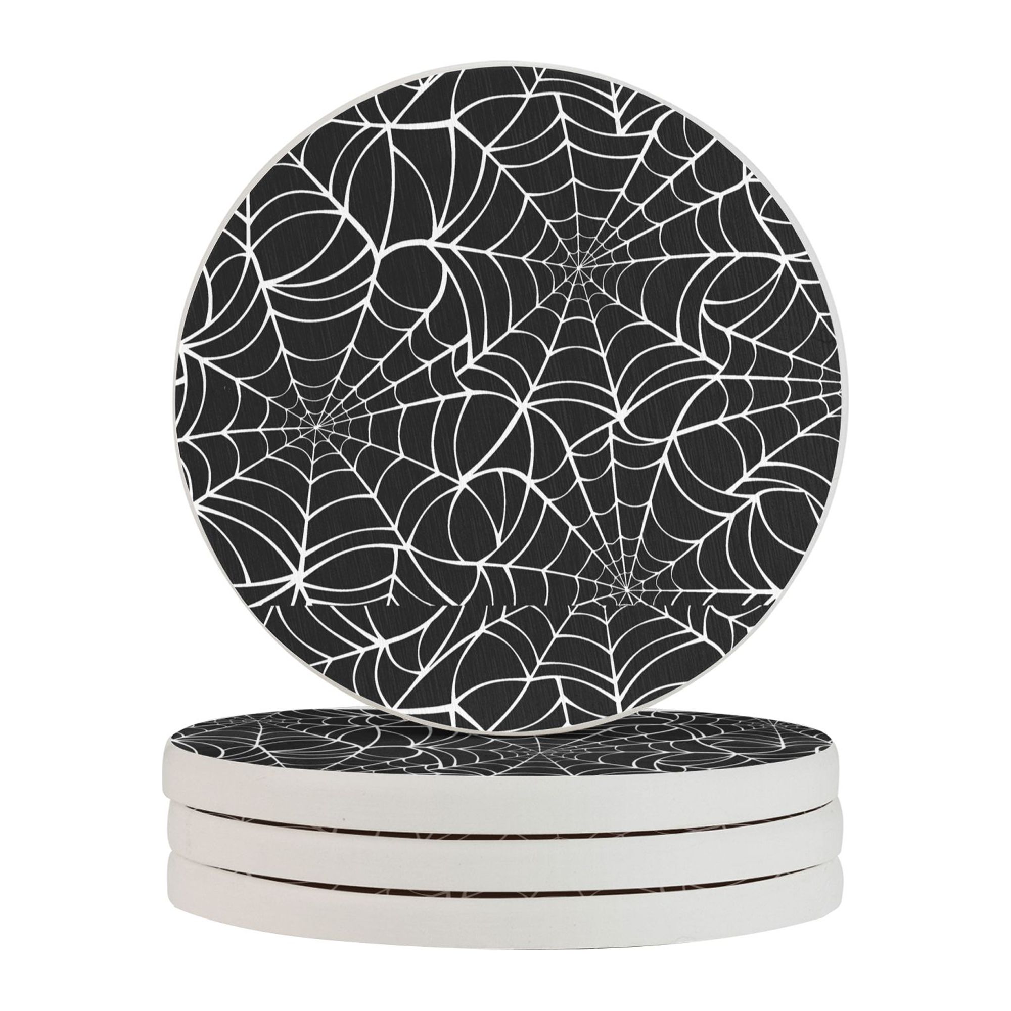 Circular Drink Coasters Set White Spider Beautiful Home Decor Diatomite ...