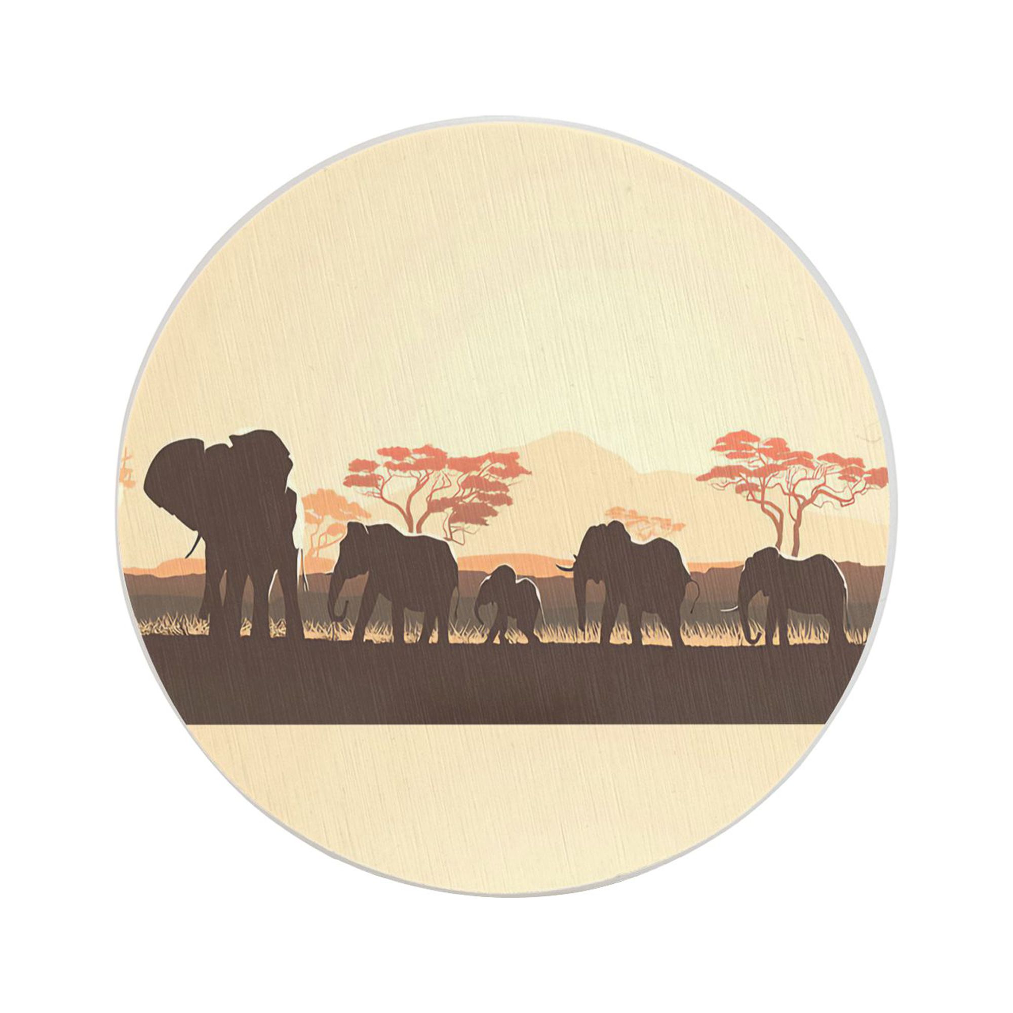 Circular Drink Coasters Set Wildlife Safari Large Animal Ferns In The ...