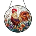Circular Farm Rooster Design Stained Glass Style Window Decor, Rustic ...