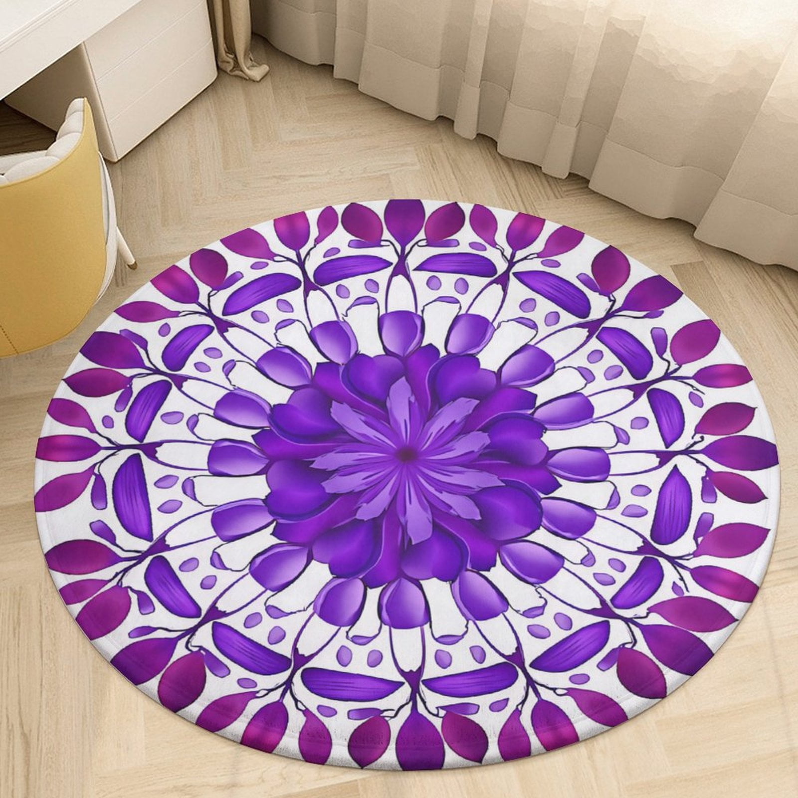 A Circular Floral Design Composed of Purple Leaves on A White ...