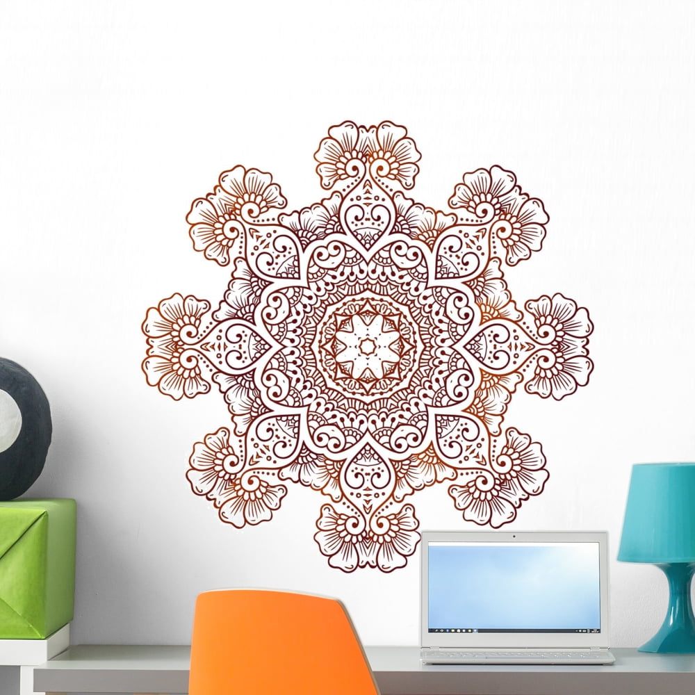 Circular Floral Ornament Mehndi Wall Mural Decal Sticker, Wallmonkeys ...