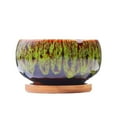 Circular Glazed Ceramic Pottery Planter Set Unique窑变Color Blend ...