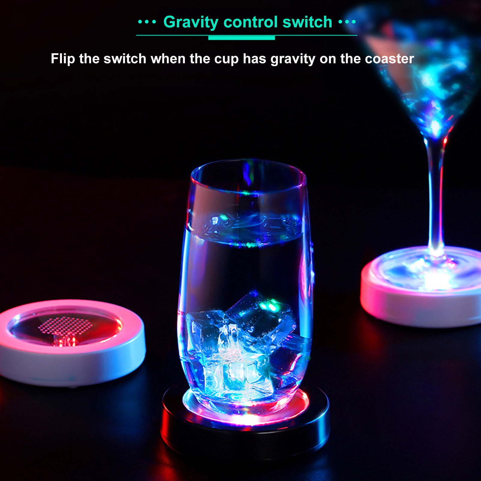 Circular Gravity Sensing Bar Cocktail Flash Mat Mixing Base Light Led Glowing Cup Mat