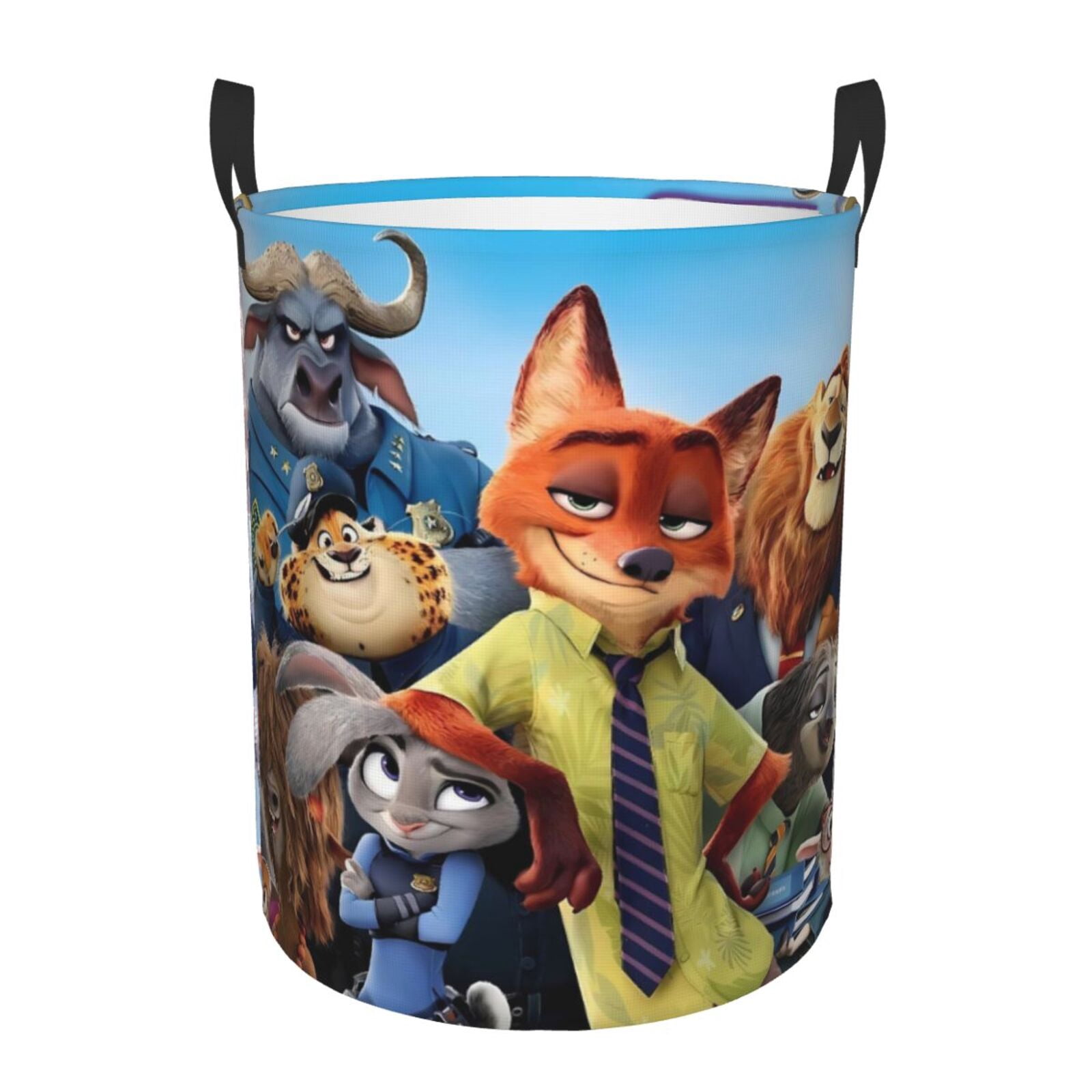 Circular Hamper with Handles Zootopia Laundry Basket Dirty Clothes ...