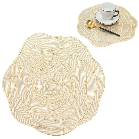 Circular Hollow Flower Dining Mat, Pressed Vinyl Table Mat for Holiday ...