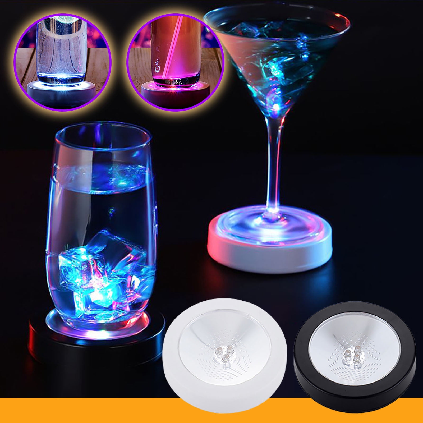 Circular LED Glowing Cup Mat | Sensing Bar Cocktail Flash Mat | Non ...