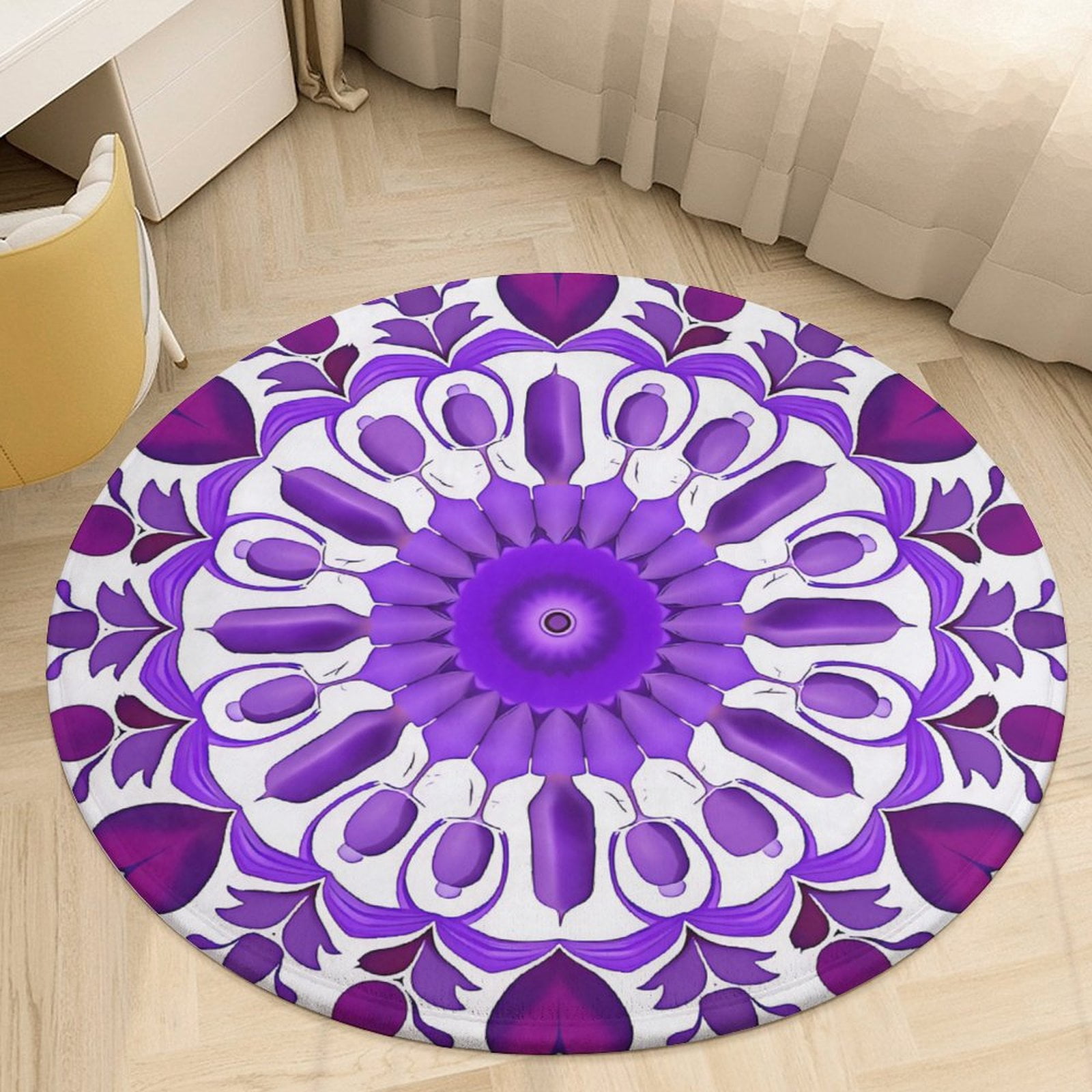 A Circular Mandala with Purple And Purple Elements And Hearts, Set ...