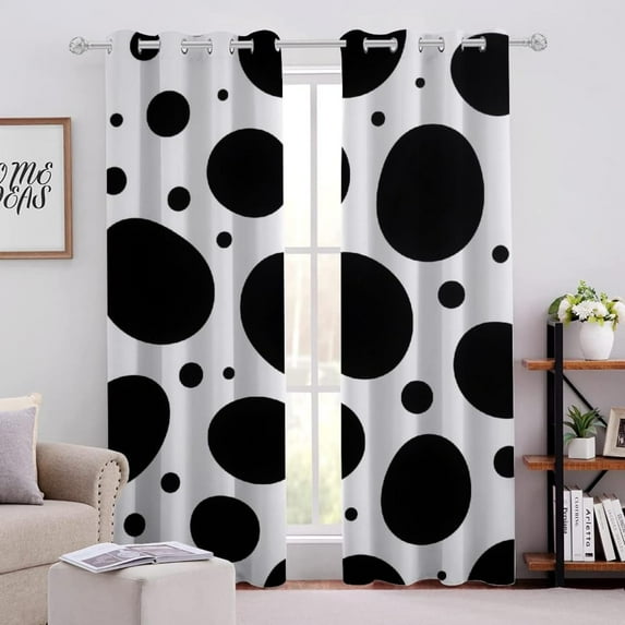 Circular Pattern Curtains - Black And White Spots Window Curtains ...