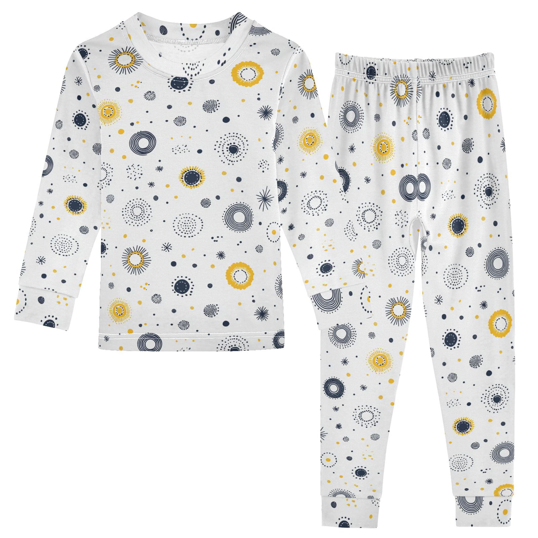 Circular Pattern Design Kids and Toddler Girls Boys Pajamas 2 Piece Set ...