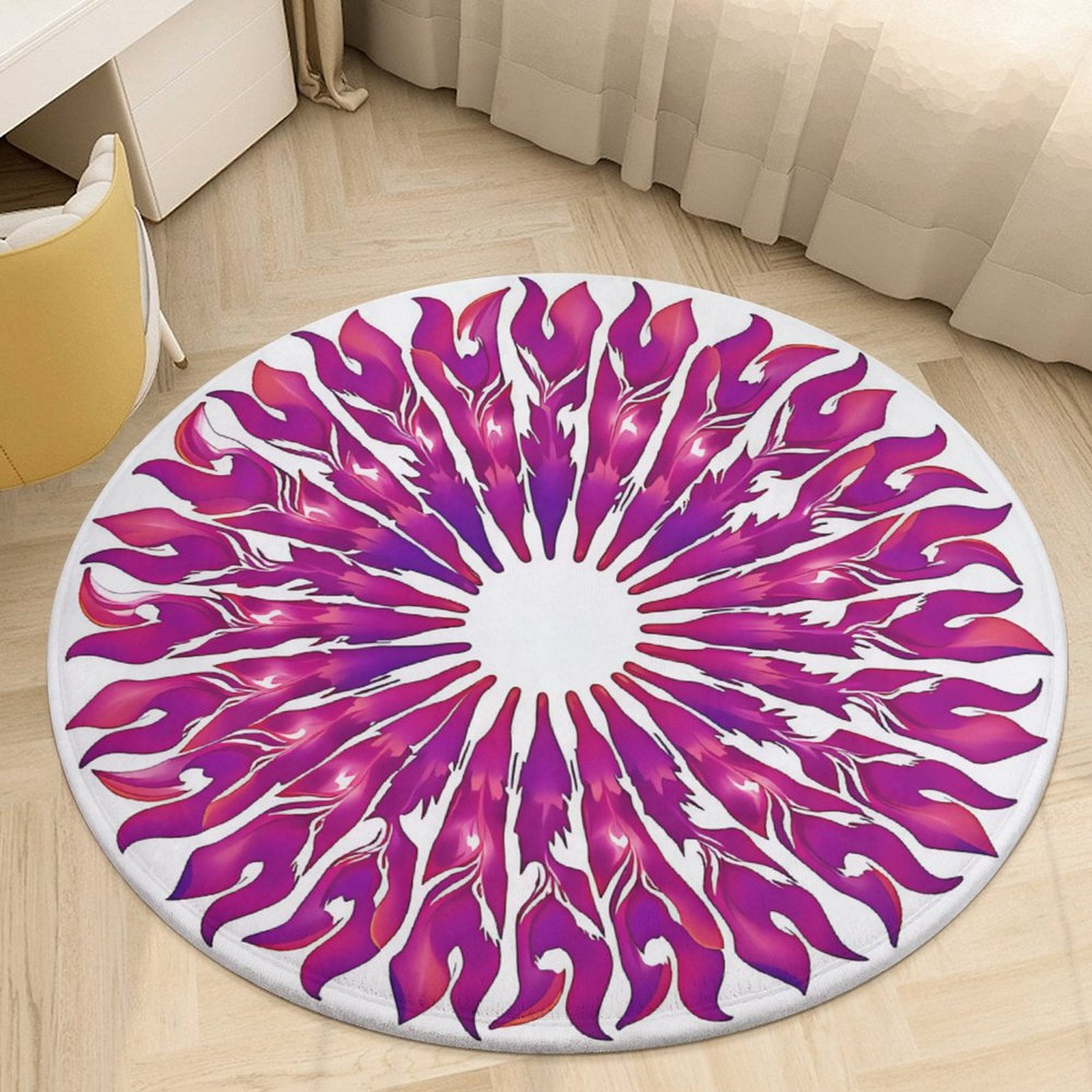 A Circular Pattern of Pink Flames on A White Background_01 Round Area ...