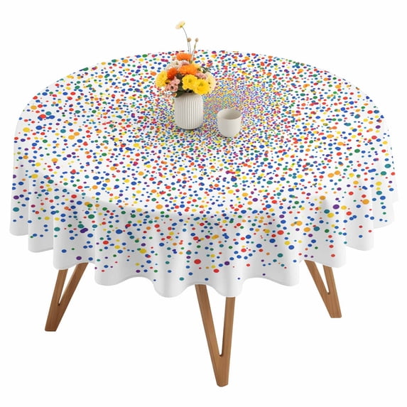 Circular Pattern Round Tablecloth 60 inches Colorful Wave Point Retro ...