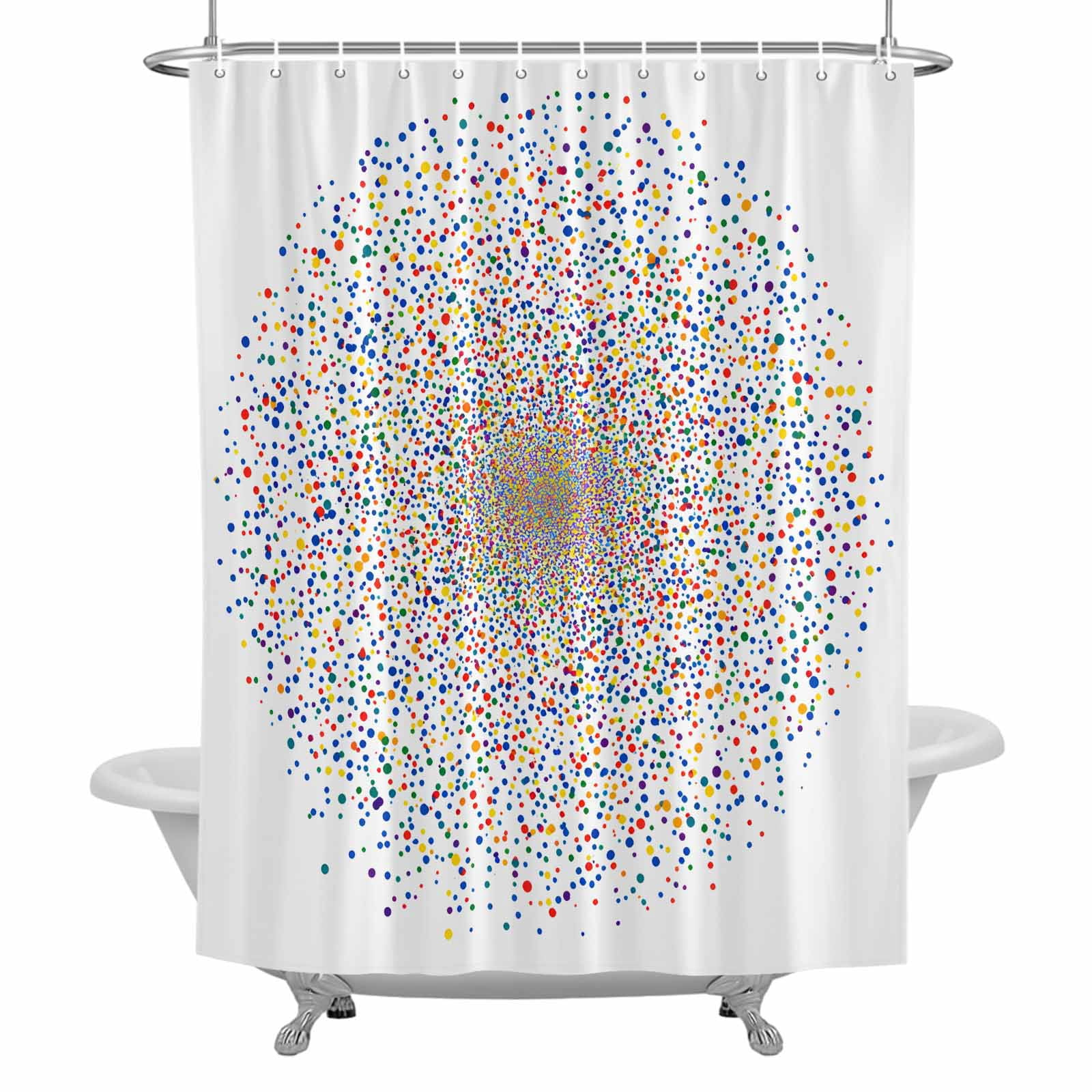 Circular Pattern Shower Curtain for Bathroom, Colorful Wave Point Retro ...