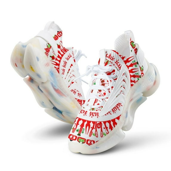 Circular Red And White Design Walking Shoes for Men Woman Lightweight ...