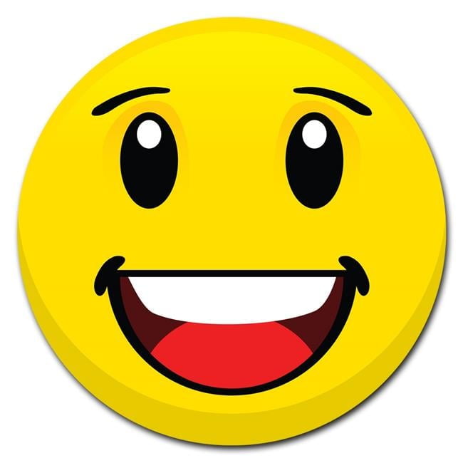 Circular Rigid Plastic Sign for 12 in. Tall - Emoji Yellow Smiling ...
